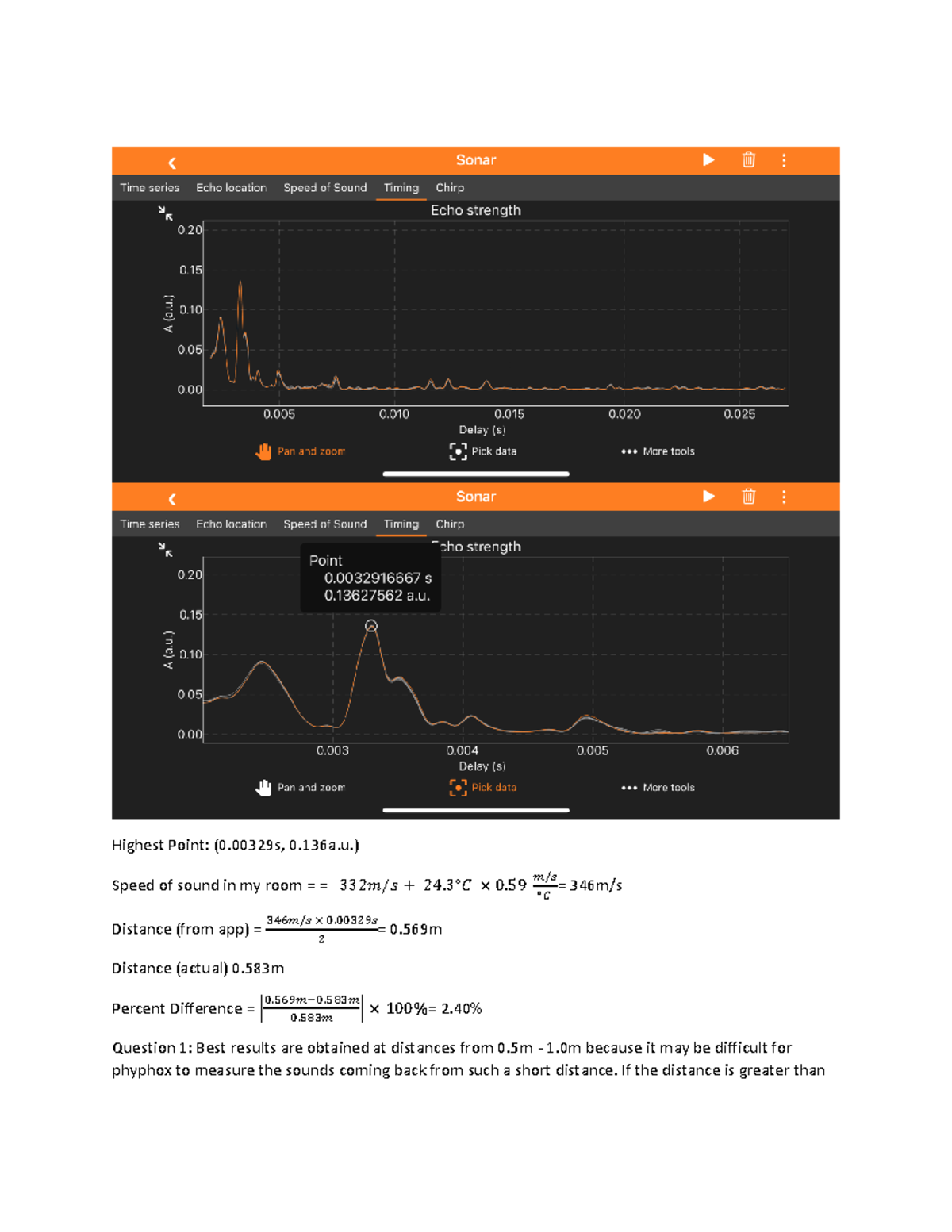 Physics Lab 5 - PHYS 2022 - Highest Point: (0, 0.136a.) Speed of sound ...