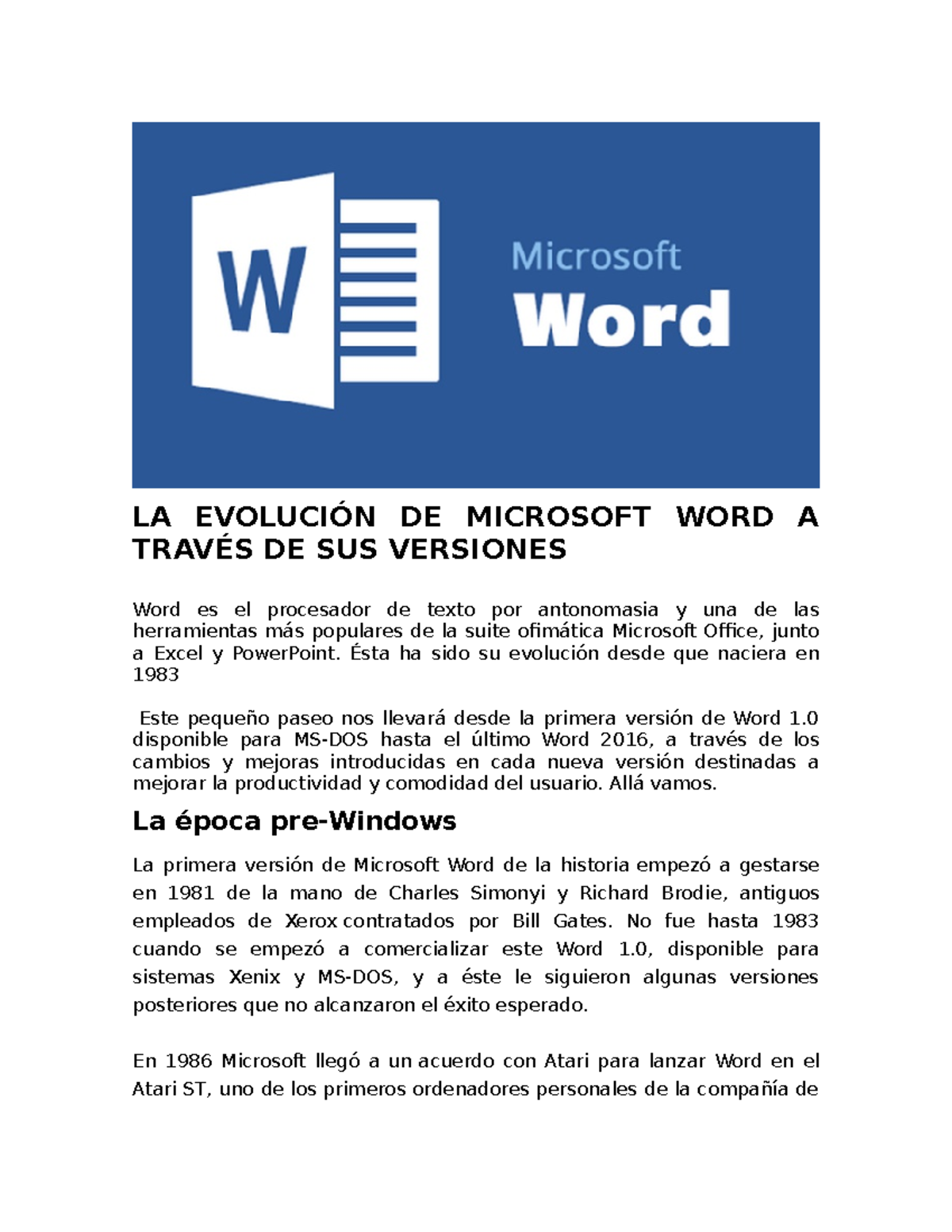 LA Evolución DE Microsoft WORD A Través DE SUS Versiones - LA EVOLUCIÓN ...