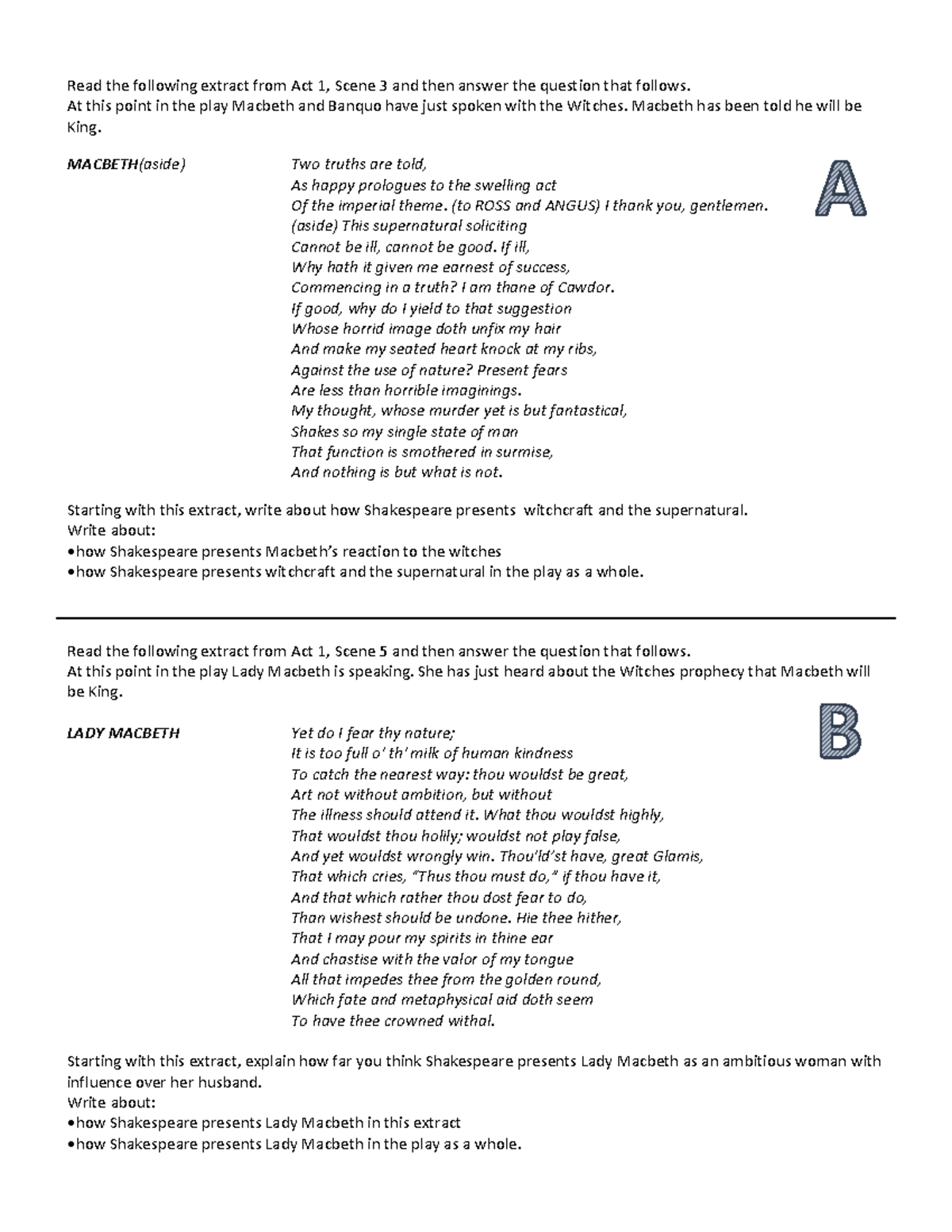 Macbeth (ENGL 101): Analysis Practice Questions on Key Themes - Studocu