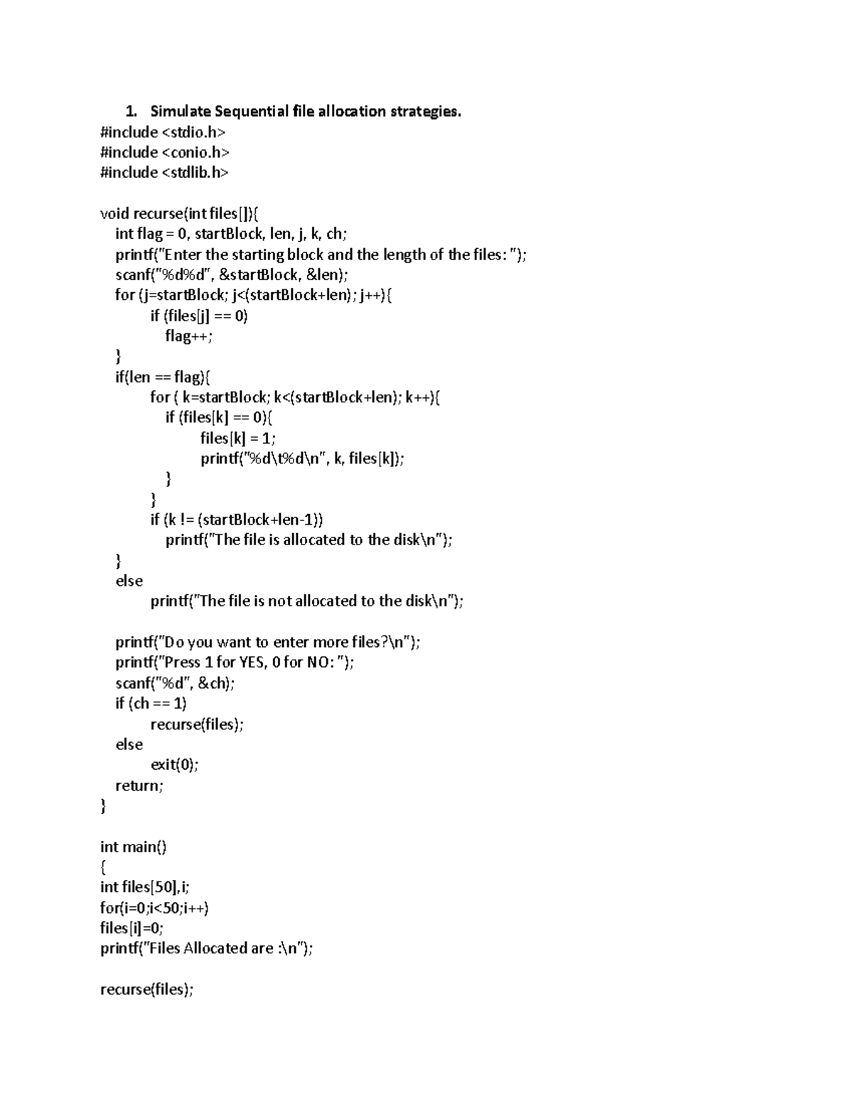 OS Programs 1: Simulating File Allocation Strategies - Studocu