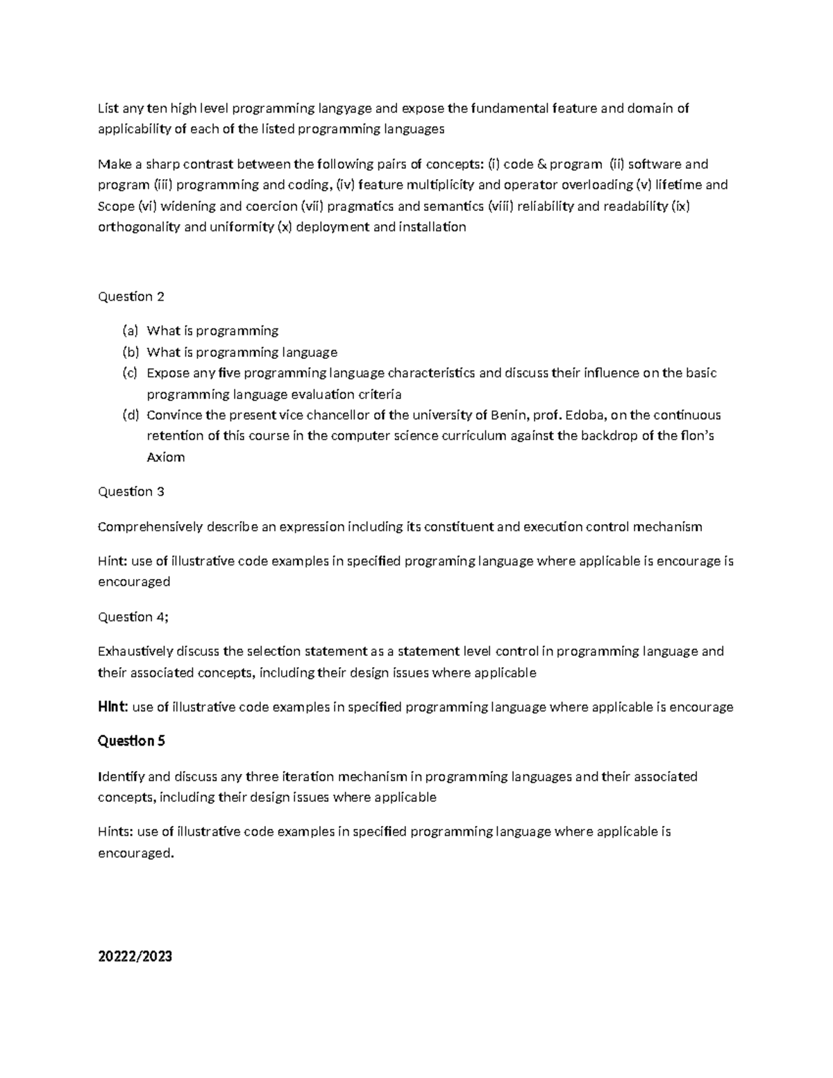 Csc422 - Comprehensive Study on Programming Languages and Concepts ...