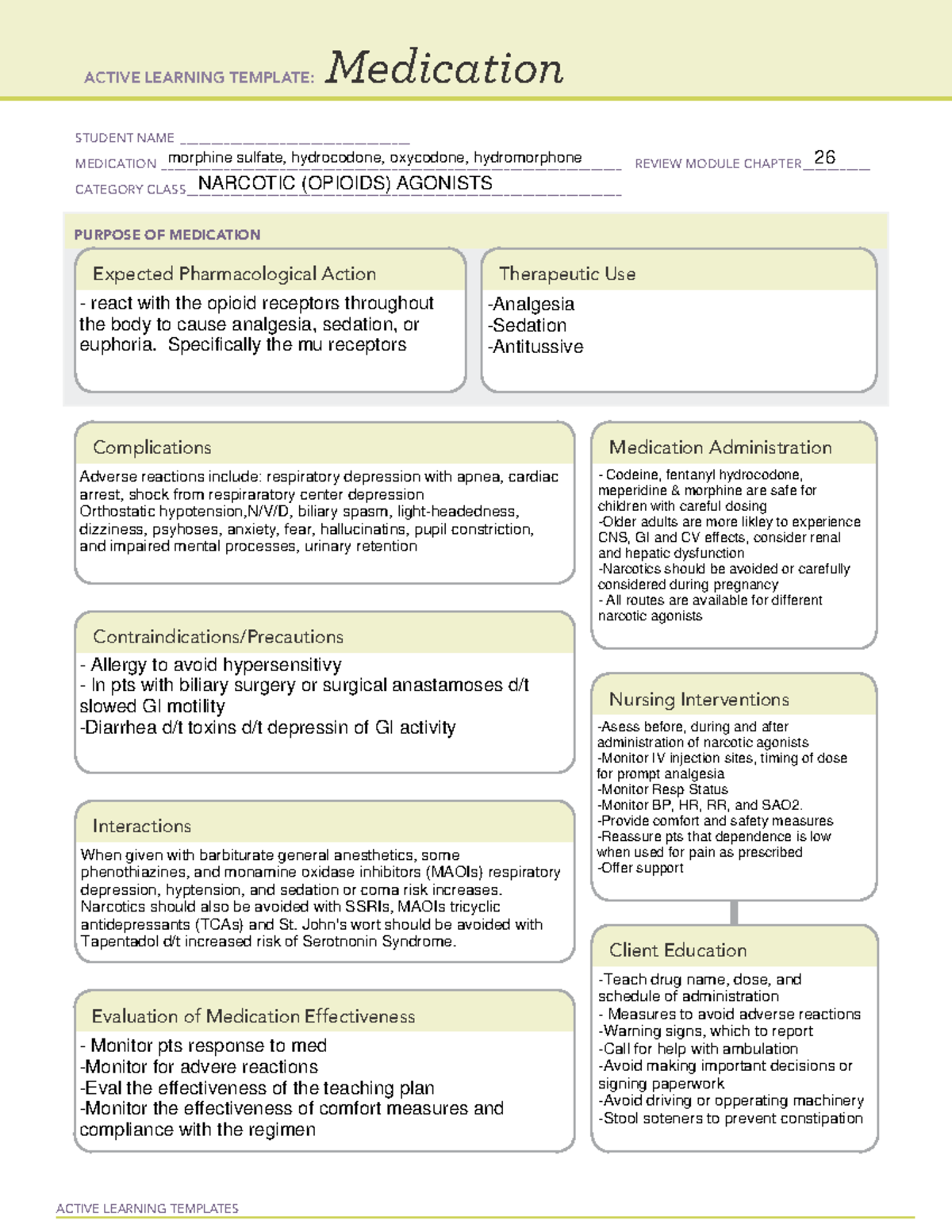 Active Learning Template: Pharmacological Review for Opioid Medications ...
