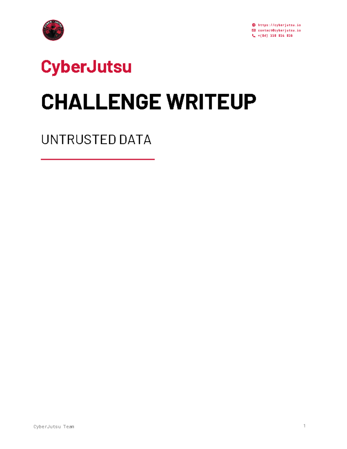Untrusted Data Challenge Writeup - CyberJutsu - Studocu