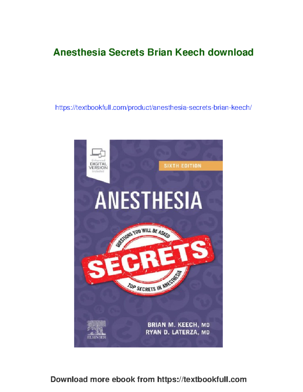 Anesthesia Secrets: Key Insights from Brian Keech's 6th Edition - Studocu