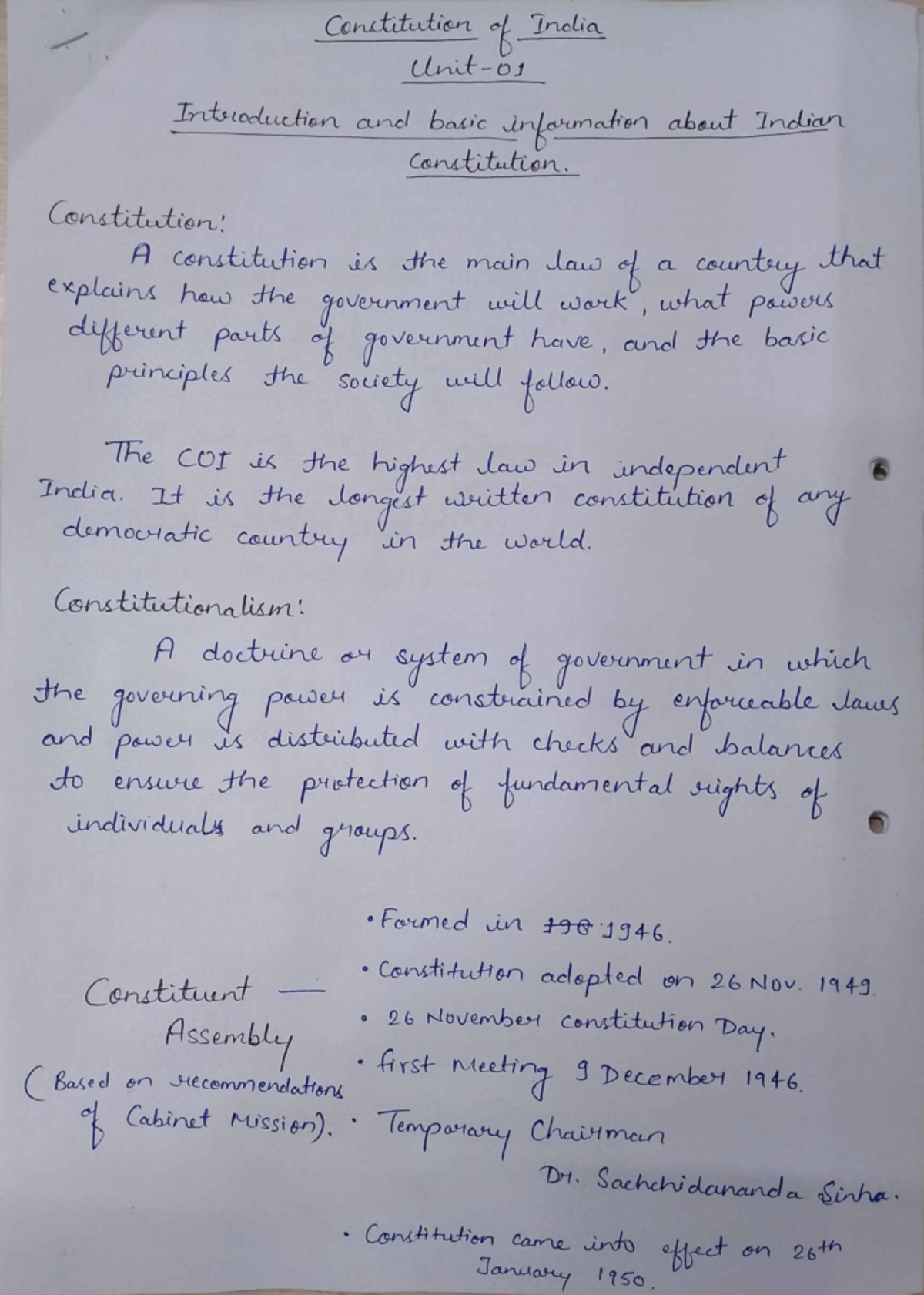 COI Unit 1 To Unit 5 Notes - Contituticn of Inelia lnit-o Irtioduetien ...