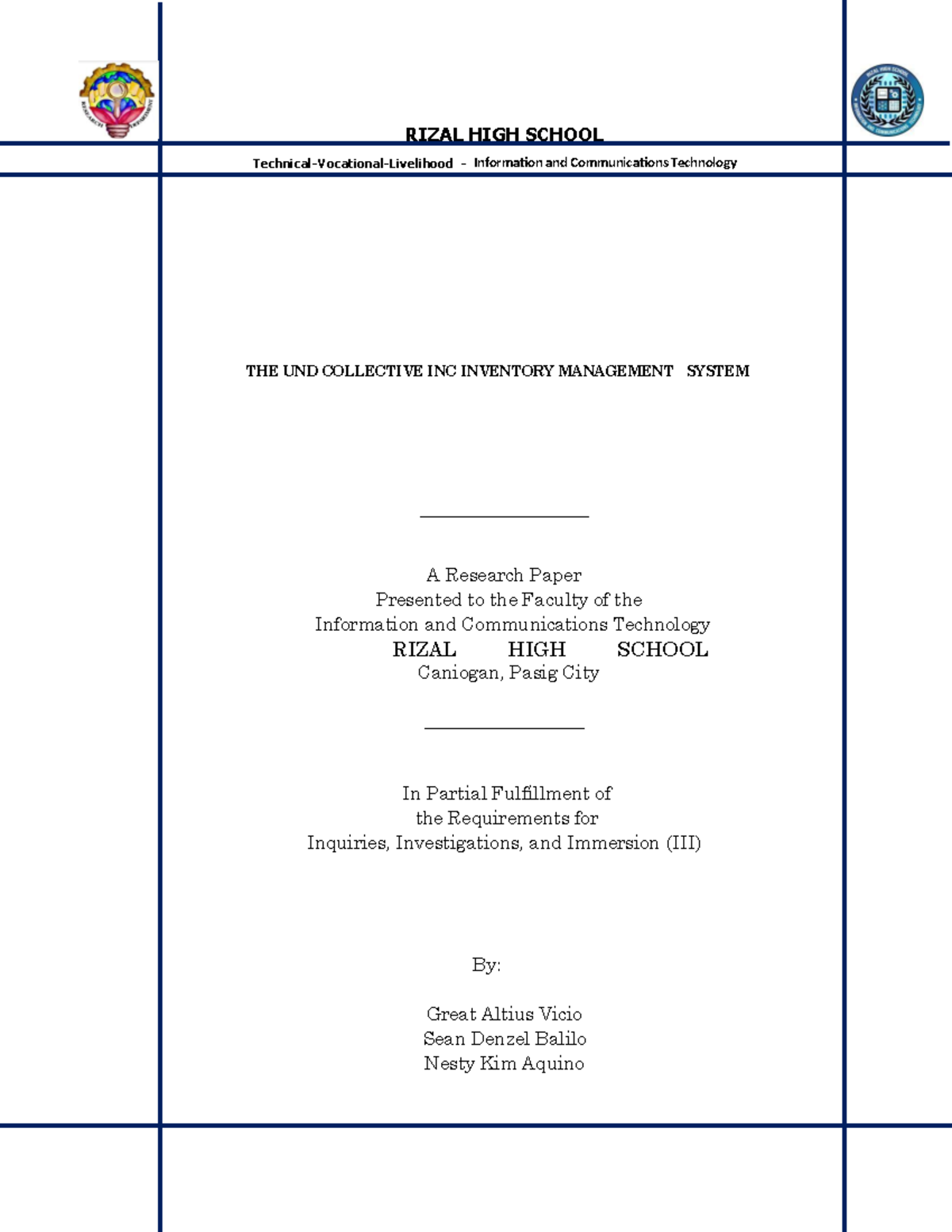The Undrafted INC Inventory Management System: A Study for ICT Swift ...