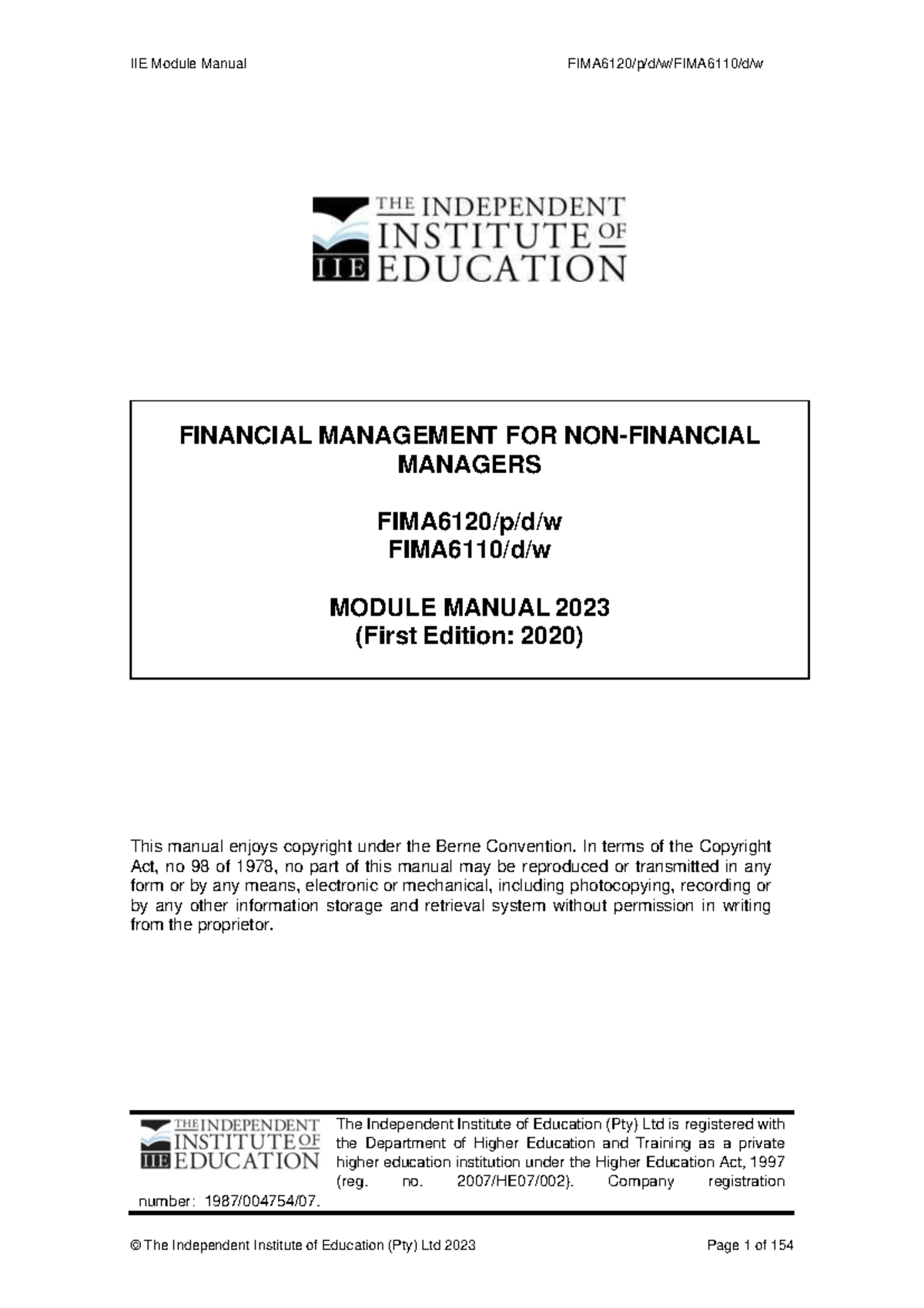 FIMA6120MM - Financial Management Study Notes (2023 Edition) - Studocu