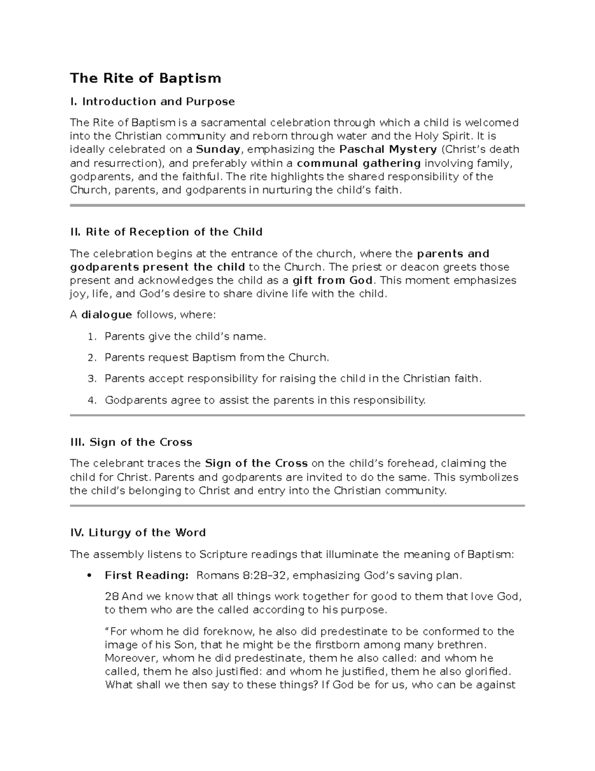 The Rite of Baptism: A Comprehensive Overview of the Sacrament - Studocu