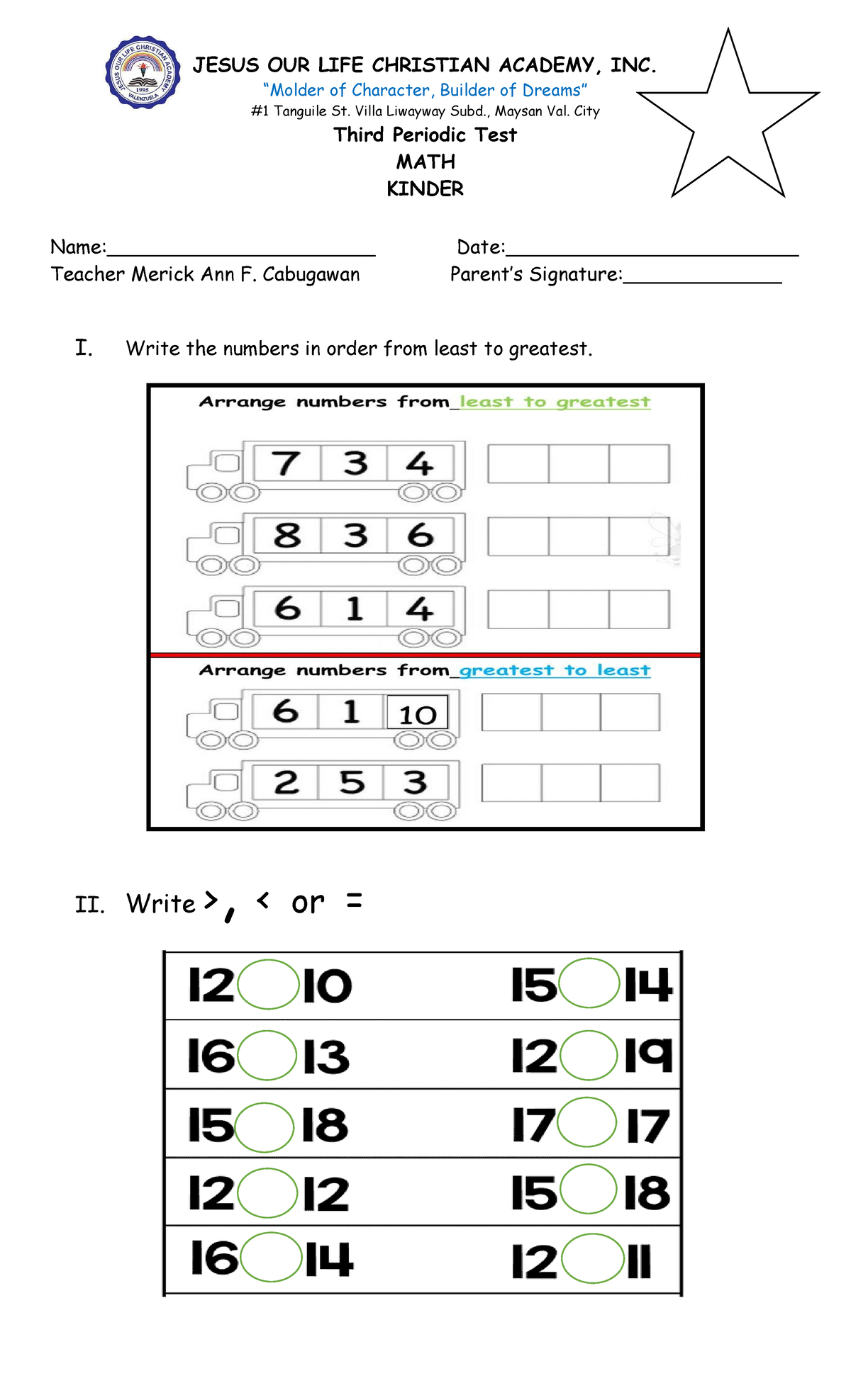 Third Kinder 2 2024 - JESUS OUR LIFE CHRISTIAN ACADEMY, INC ...