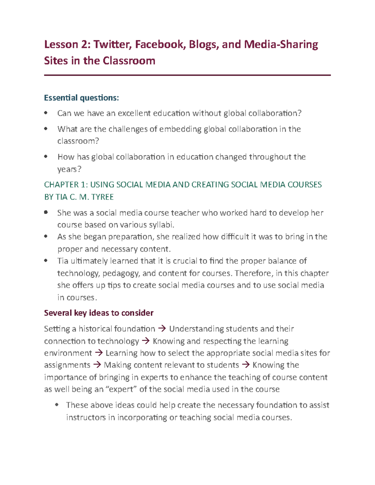 Lesson 2: Exploring Social Media in Education and Global Collaboration ...