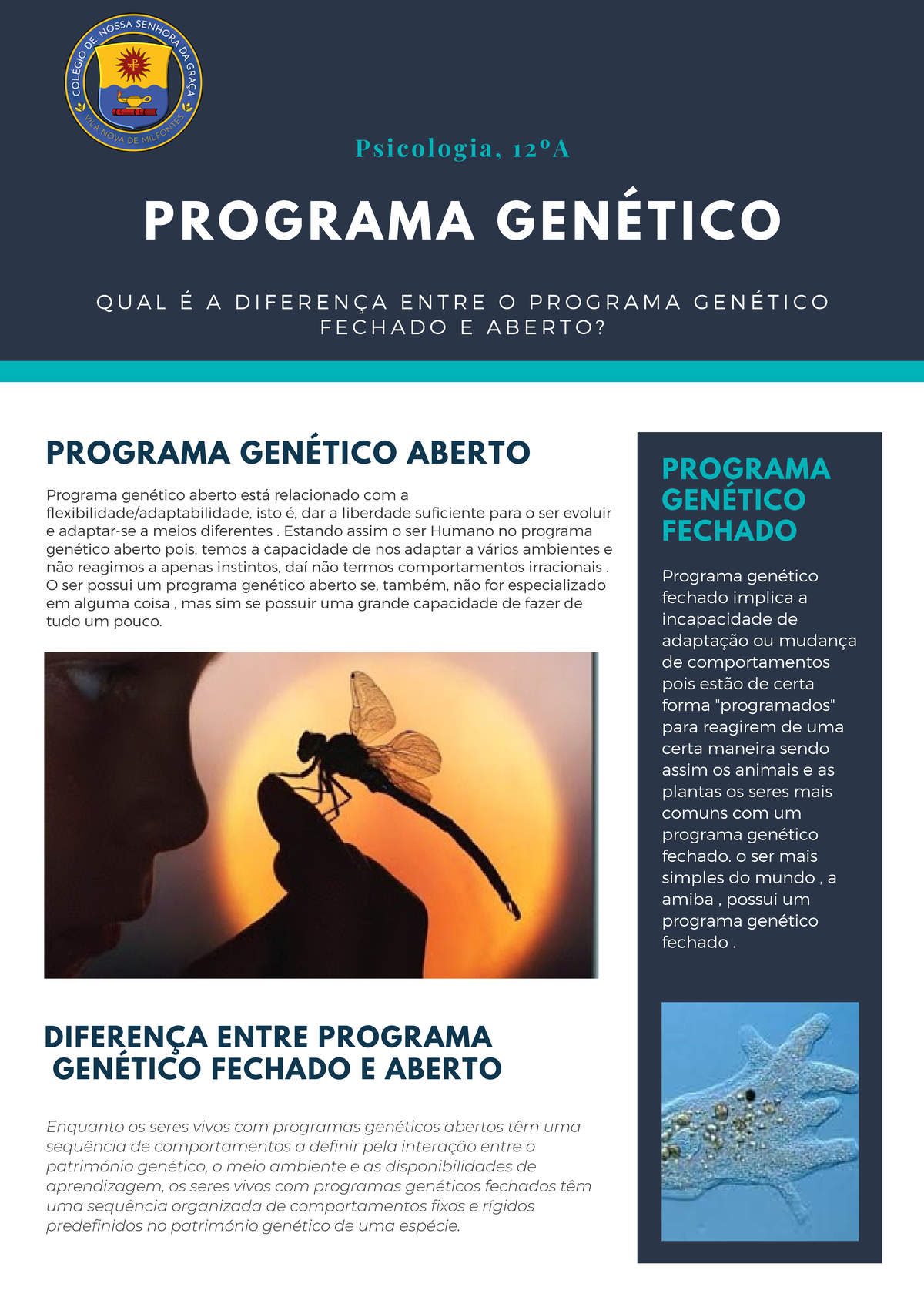 Diferença entre Programa Genético Fechado e Aberto - Psicologia 12º A ...