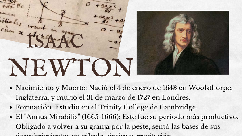 Infografía: Biografía de Isaac Newton y sus Logros Científicos - Studocu