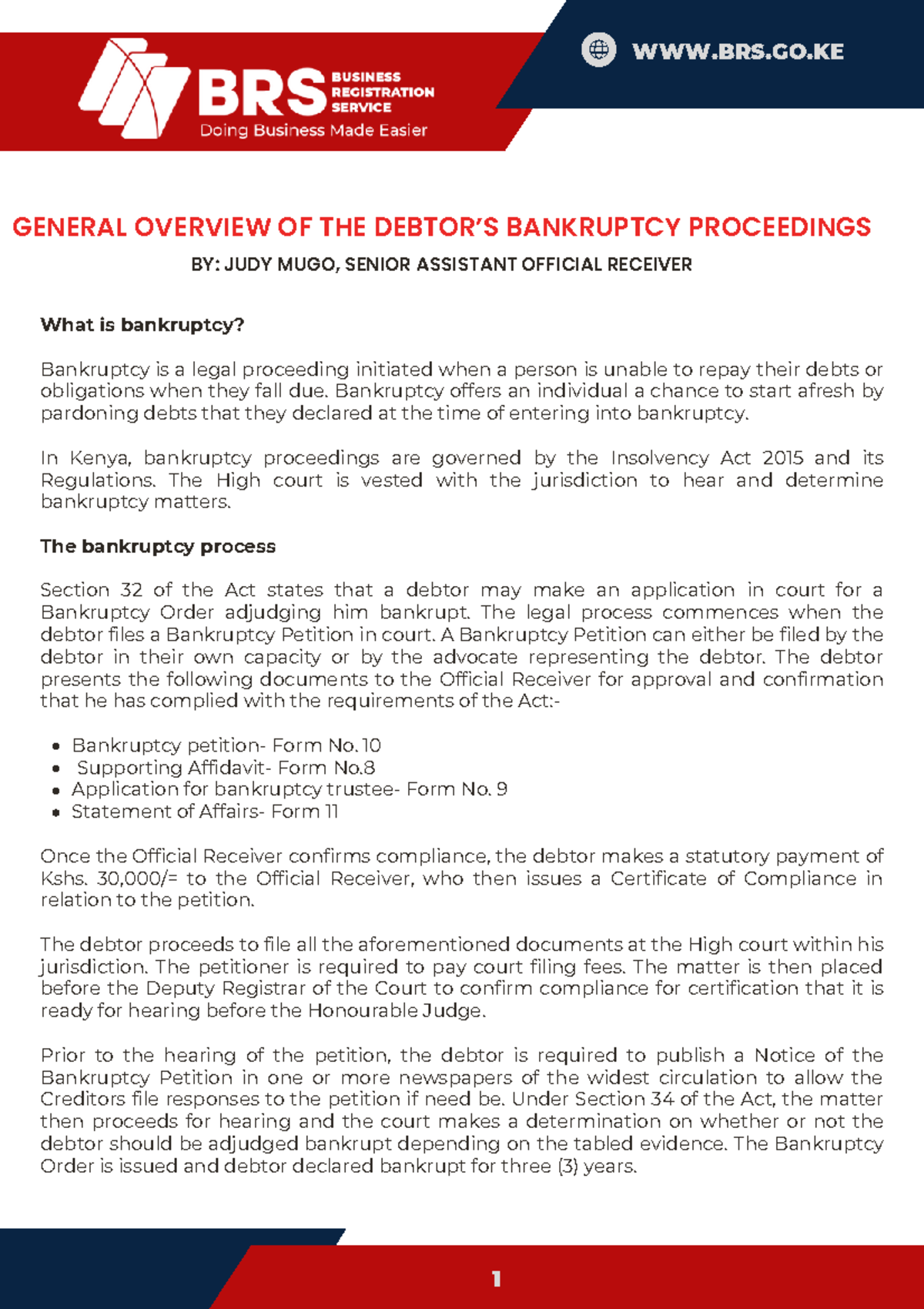 Bankruptcy proceedings overview: A guide to the legal process in Kenya ...