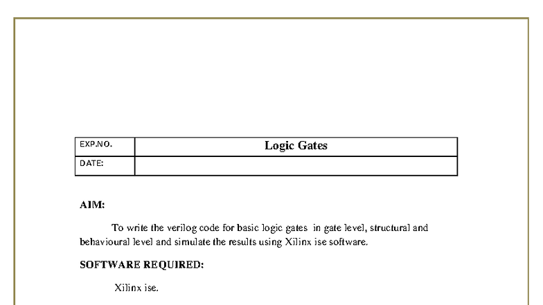 VLSI- Basic Logic Gates: Verilog Code & Simulation Guide - Studocu