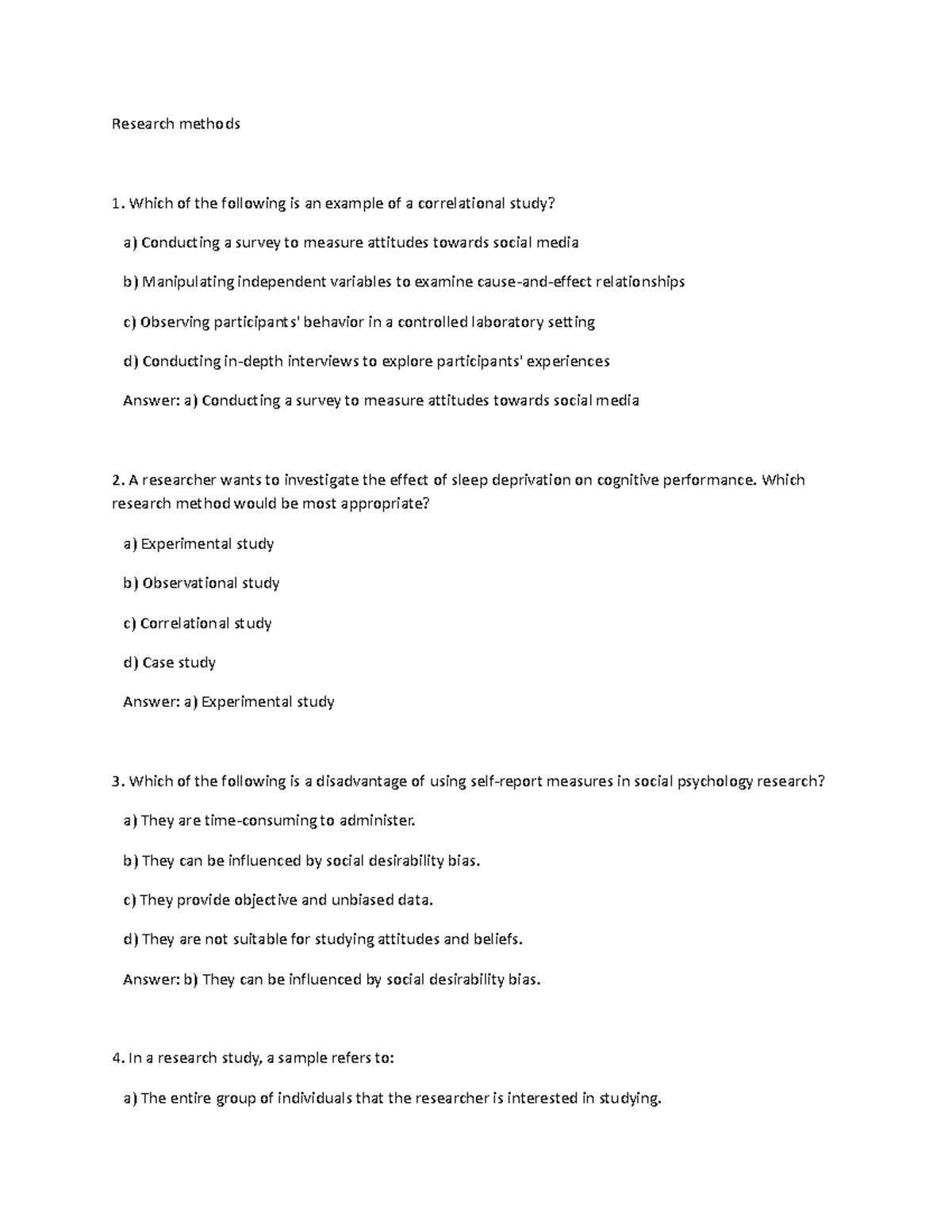 Research methods - Multiple Choice Questions and Answers - Research methods Which of the ...