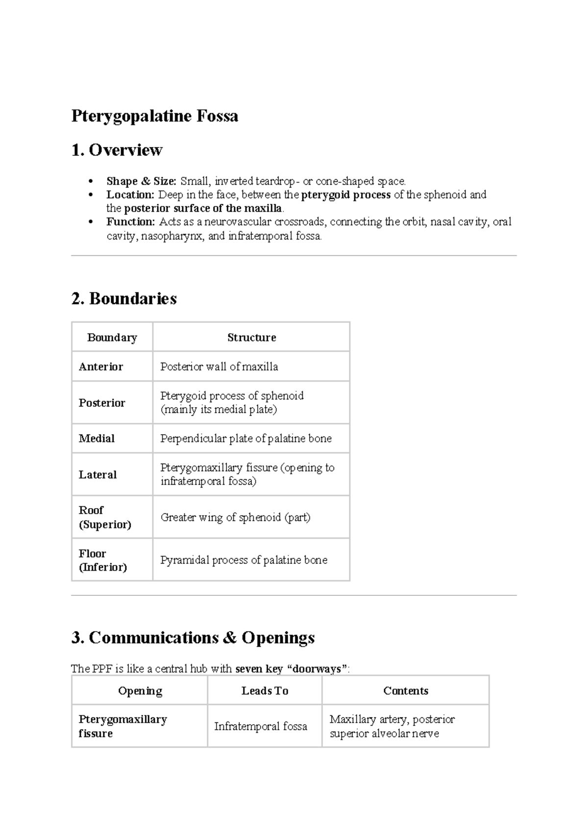 Pterygopalatine Fossa: Anatomy, Boundaries, and Functions - Studocu