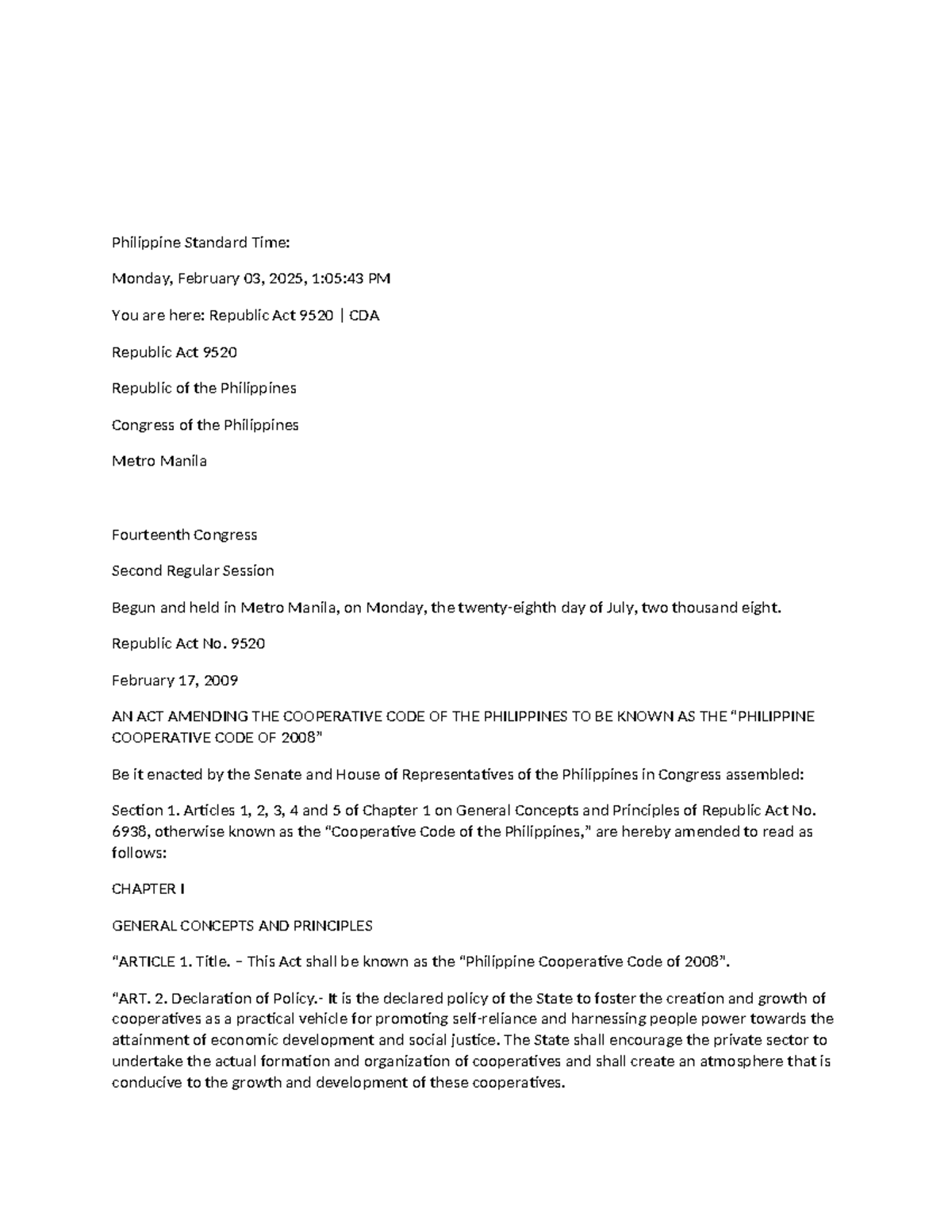 RA-9520 - Done - Philippine Standard Time: Monday, February 03, 2025, 1 ...