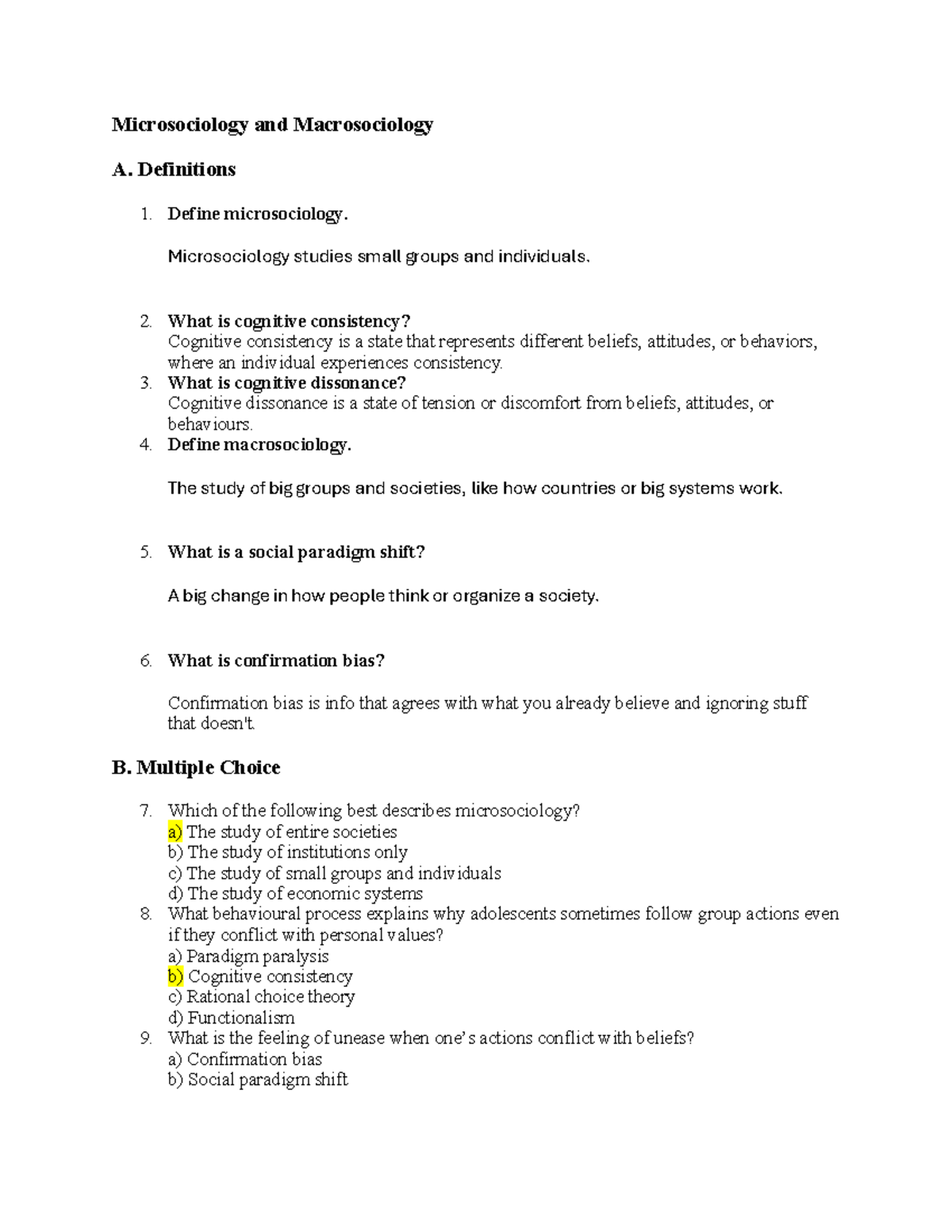 Class Work - Microsociology and Macrosociology Overview - Studocu
