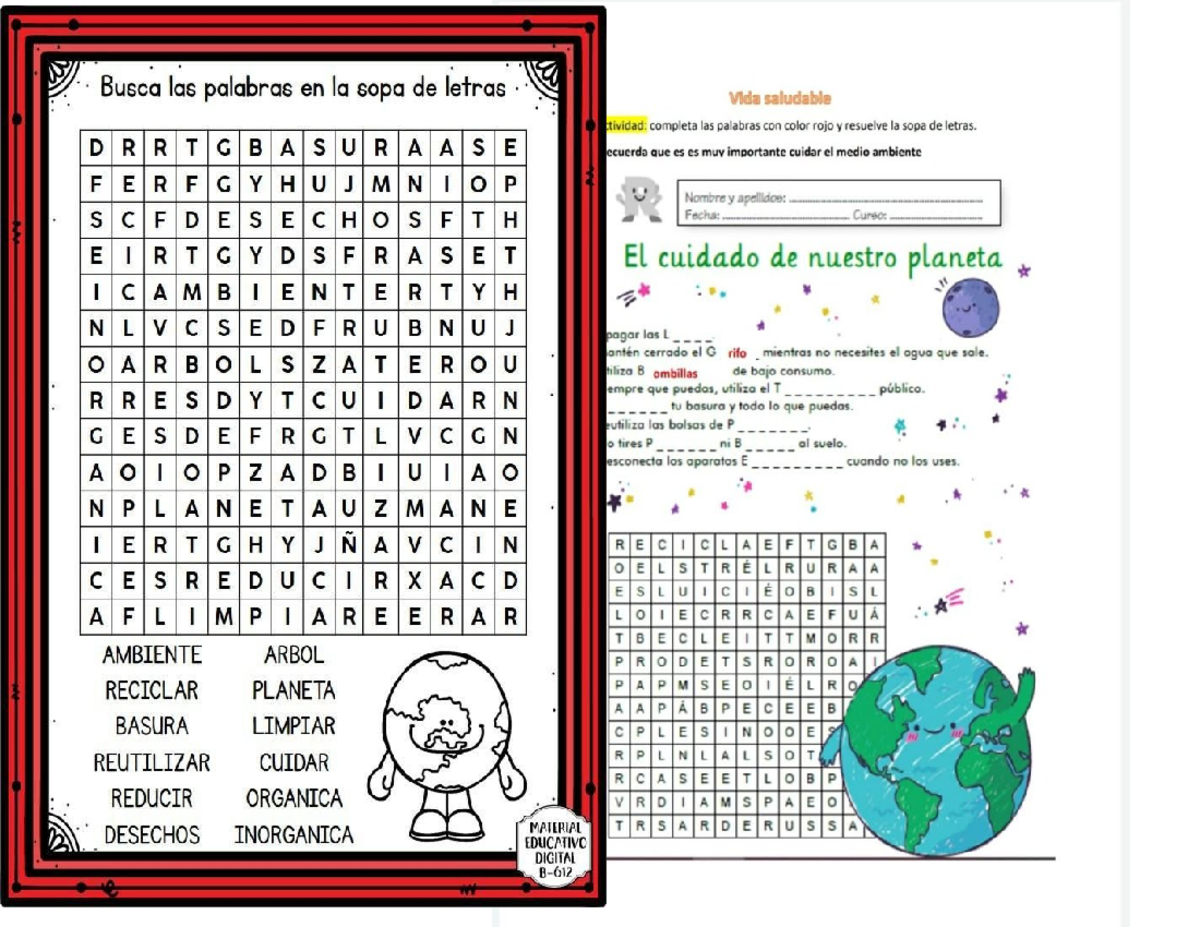 Ejercicio de Sopa de Letras sobre el Medio Ambiente - Actividad - Studocu