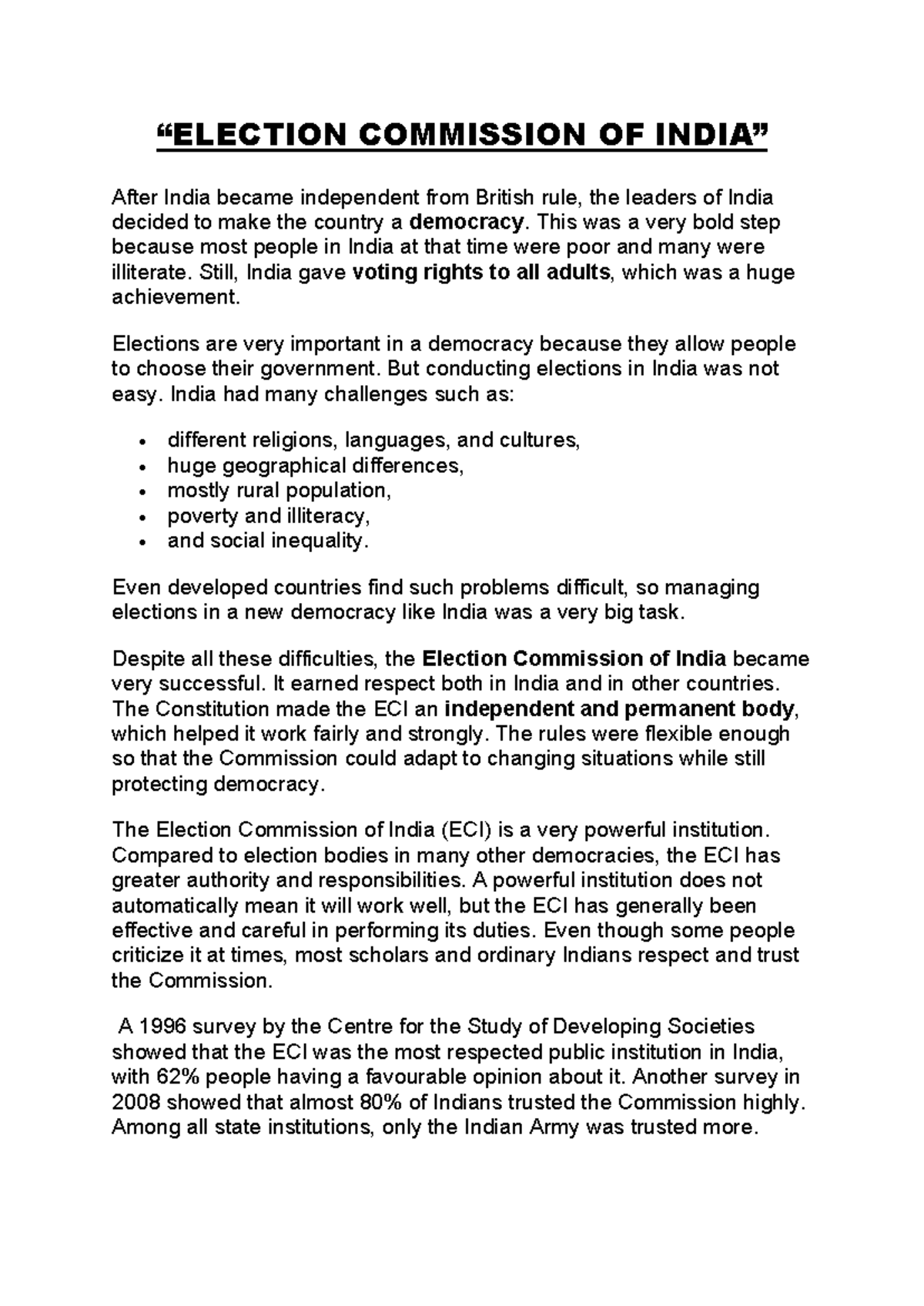 Election Commission of India: Challenges and Achievements in Democracy ...