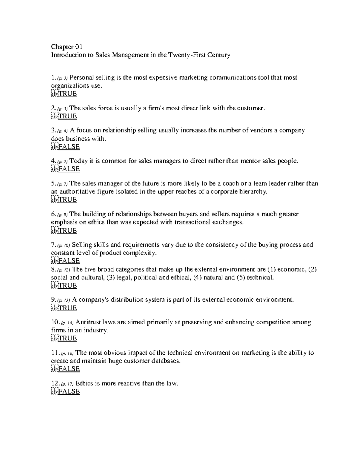 Sales Management Study Guide for Exam - Chapter 01 Insights - Studocu