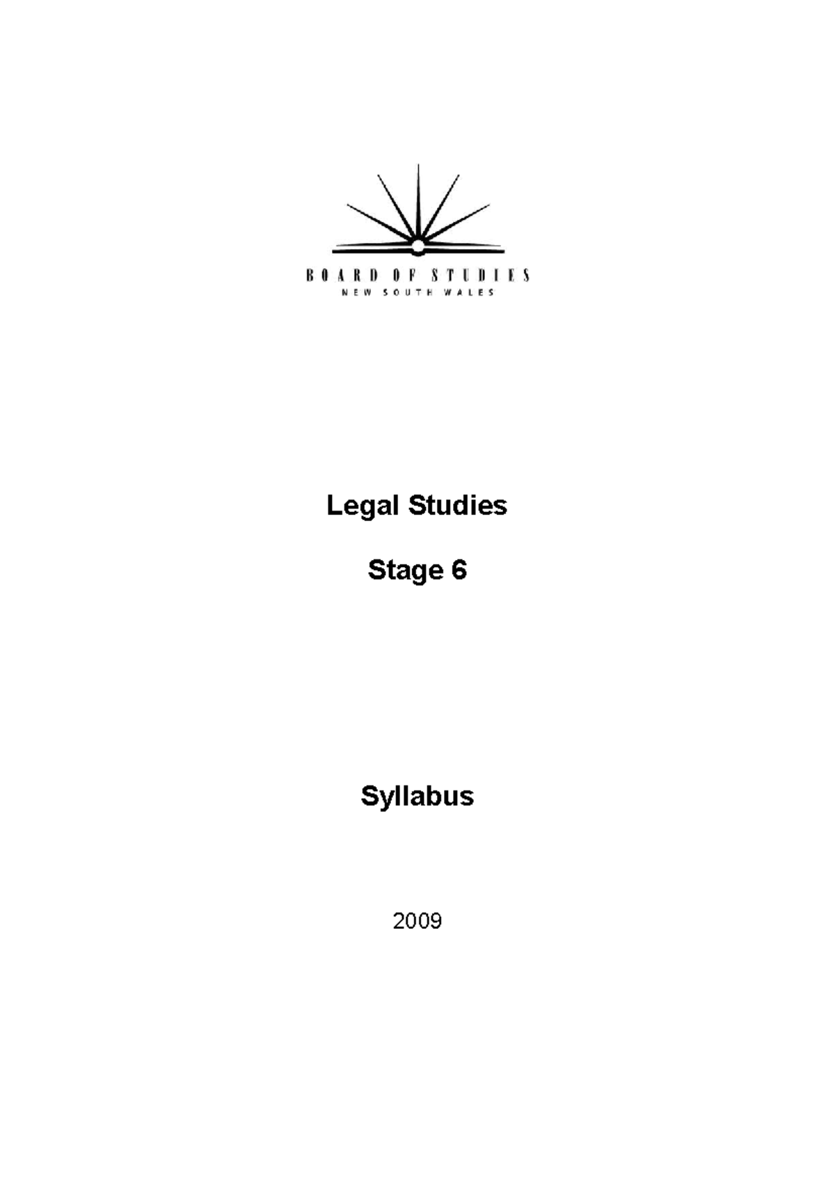 Legal Studies Stage 6 Syllabus 2009: Comprehensive Overview - Studocu
