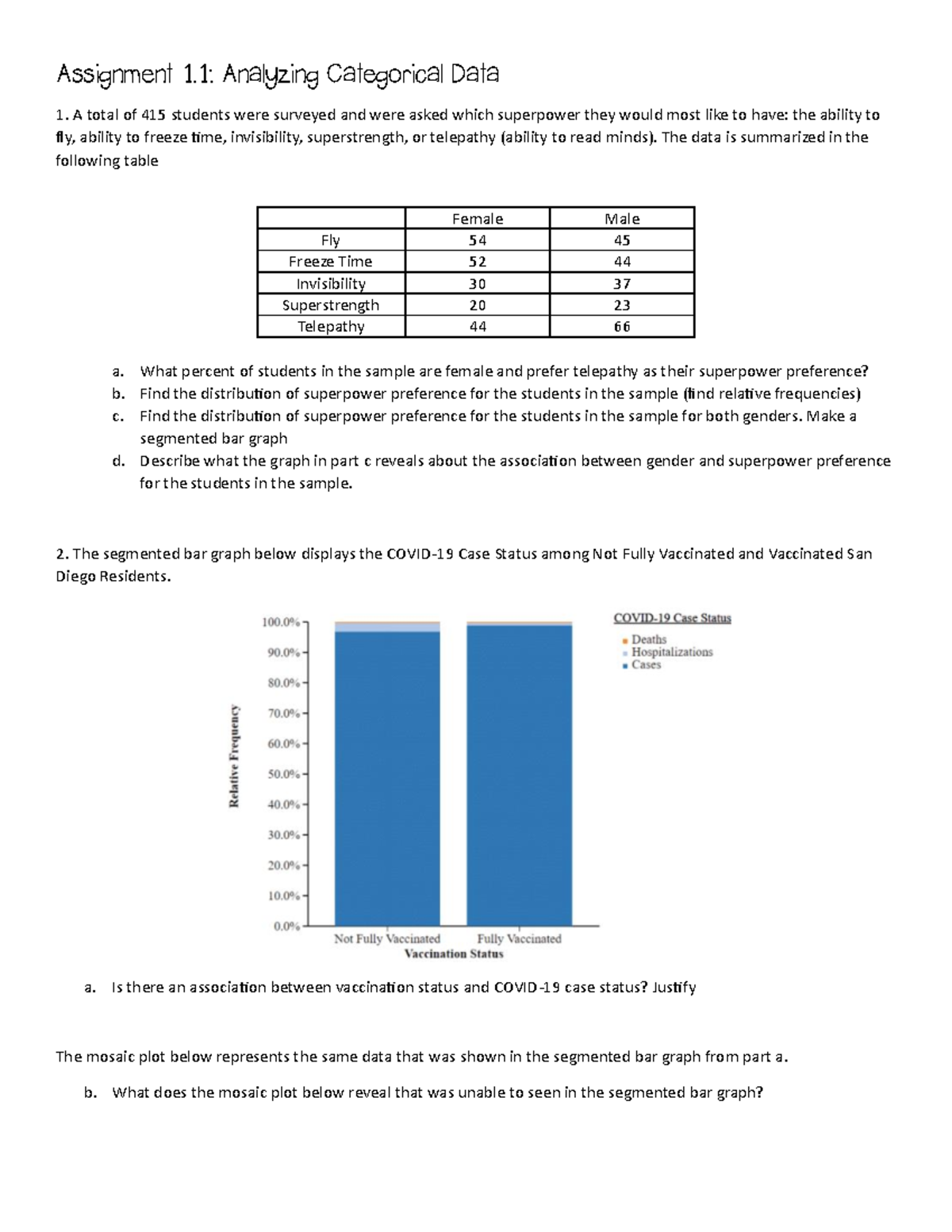 1.1 Assignment 1: Analyzing Categorical Data on Superpower Preferences ...