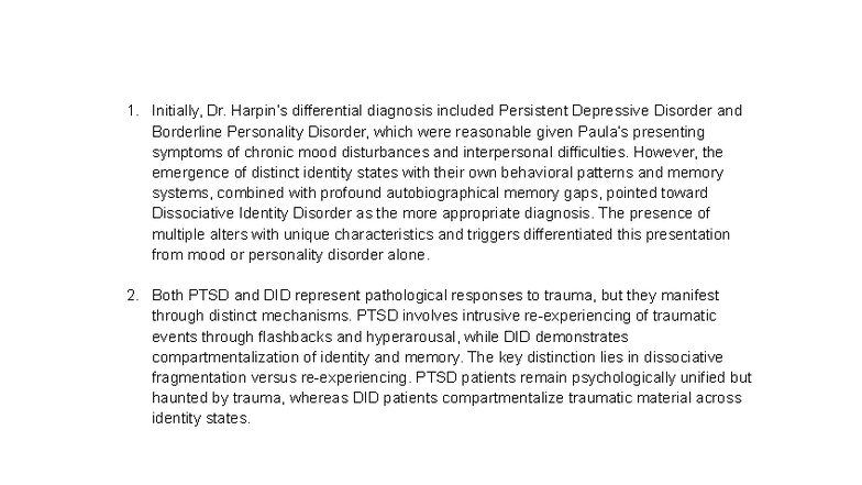 Case Study HW1: Differential Diagnosis of Dissociative Identity ...