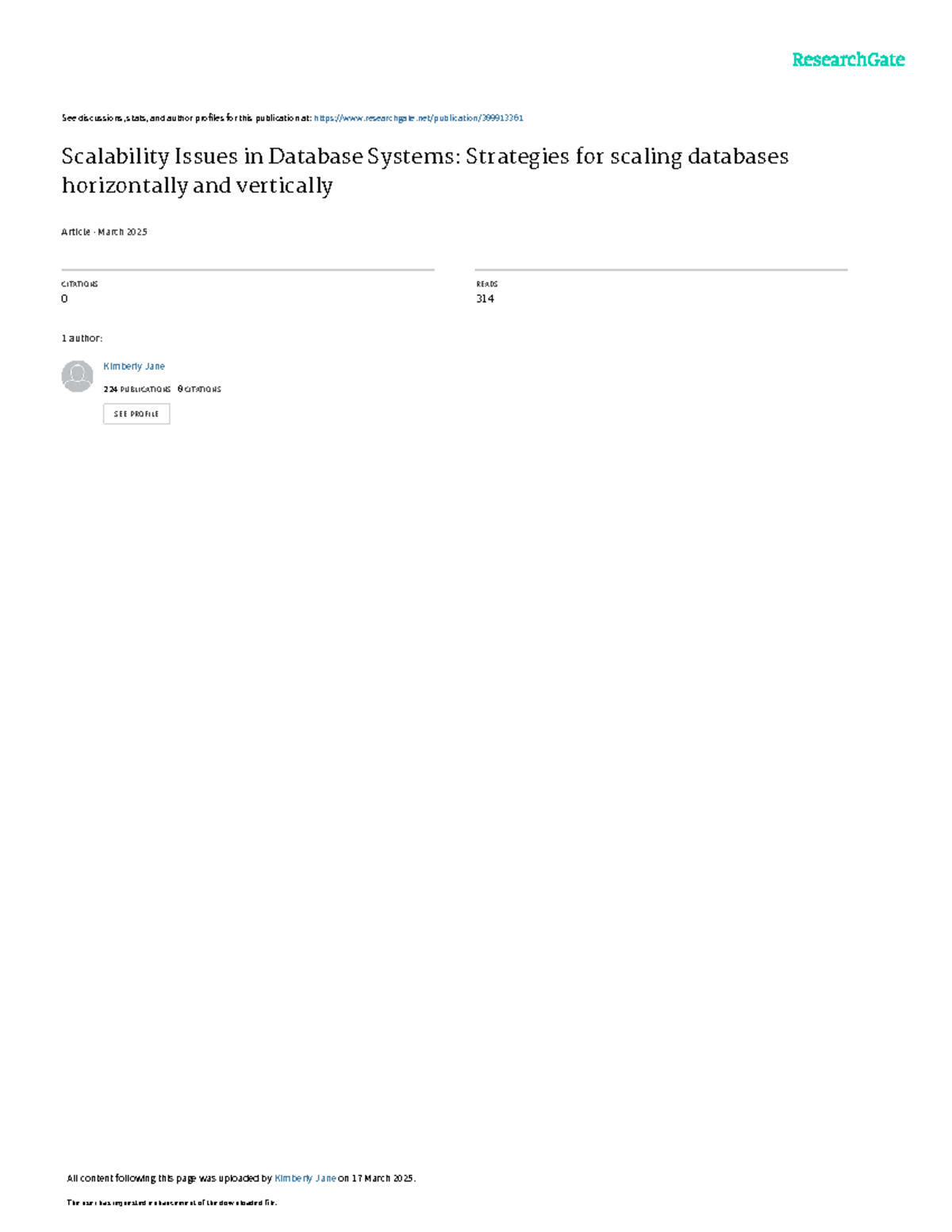 Scalability Issues in Database Systems: Strategies for Vertical ...