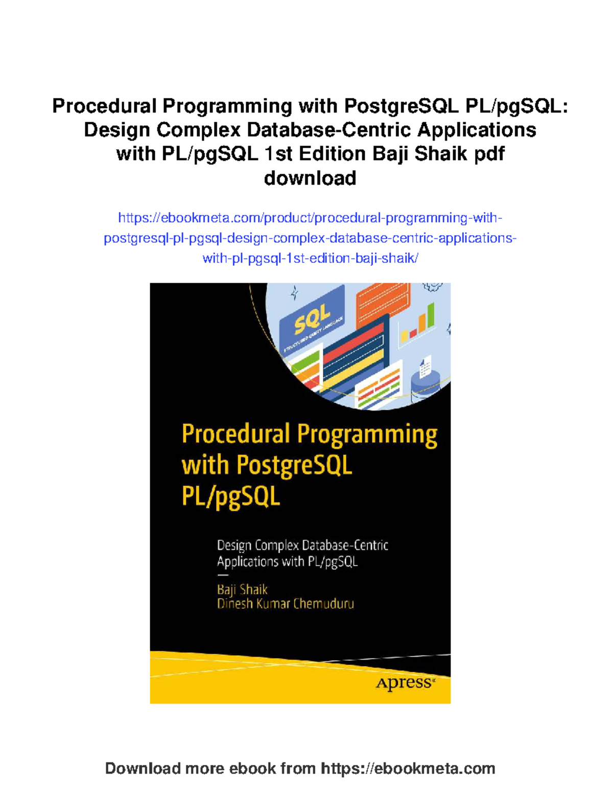 Procedural Programming with PostgreSQL: Design Complex Apps - 1st Ed. - Studocu