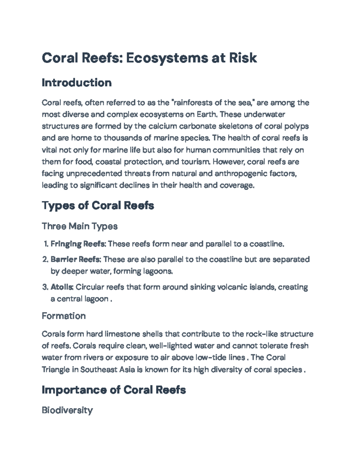 Coral Reefs: Ecosystems at Risk - Types, Threats, and Importance ...