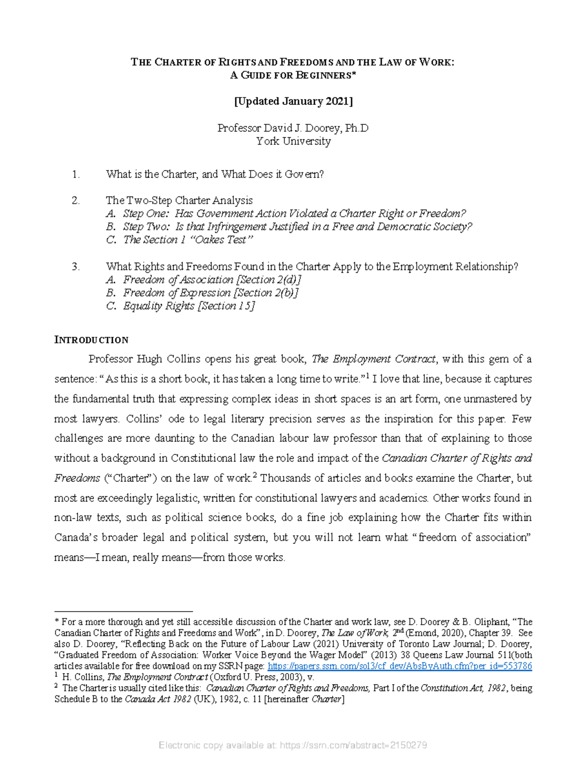 THE CHARTER OF RIGHTS AND FREEDOMS IN CANADIAN LABOUR LAW: A GUIDE FOR ...