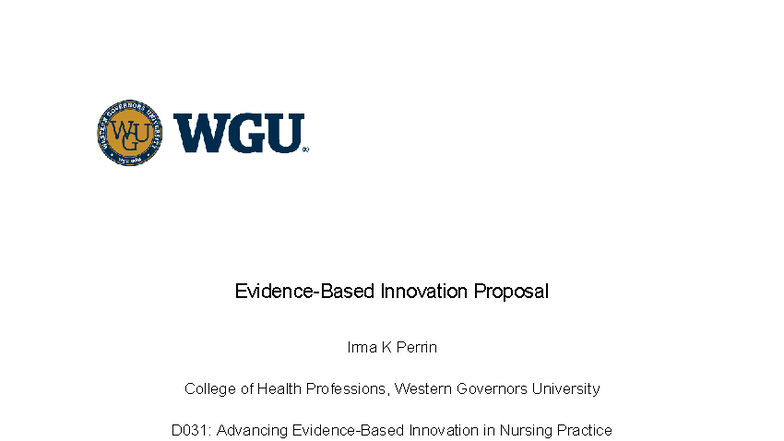 D031: Innovation Proposal on Disruptive Healthcare Technologies - Studocu