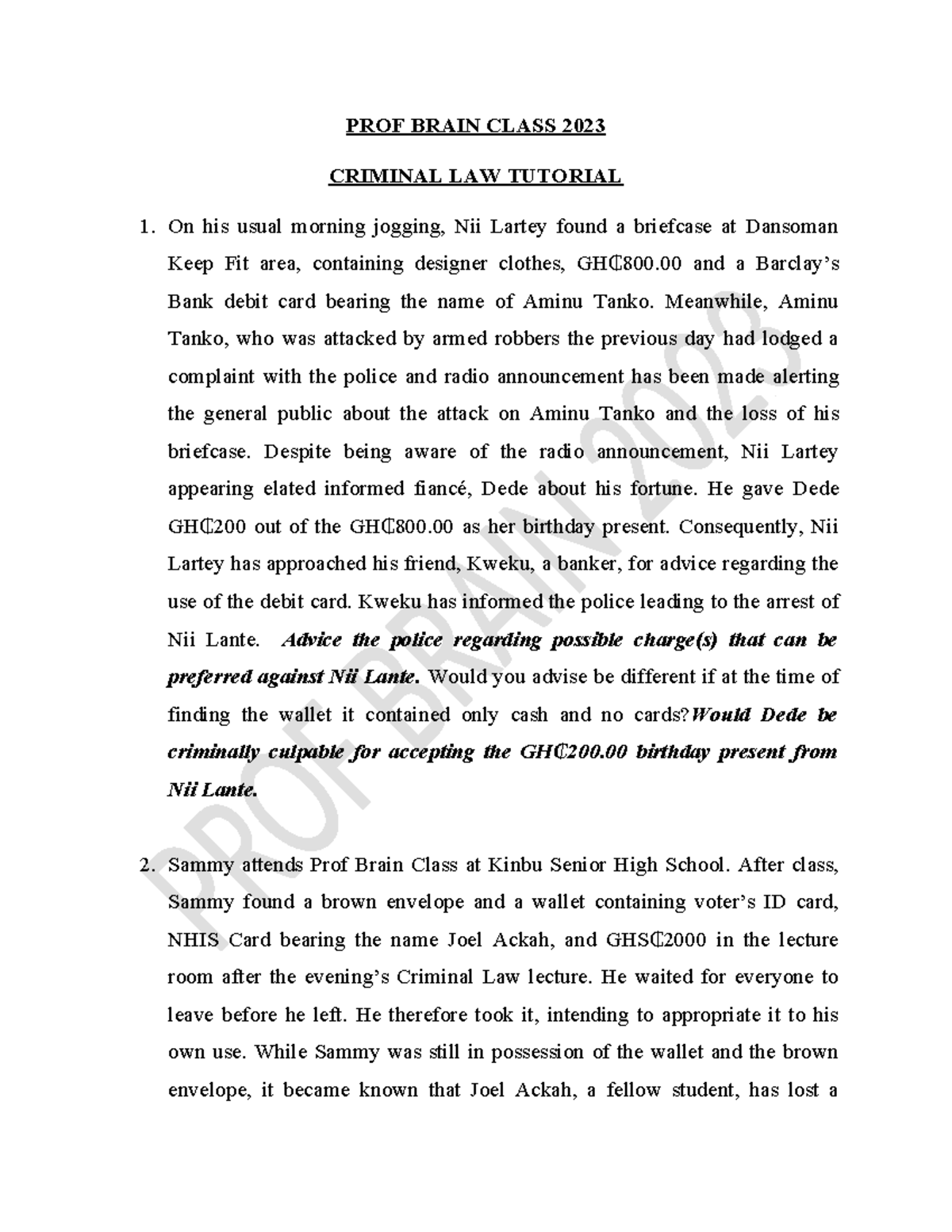 Criminal LAW Tutorial Notes 2023: Key Case Analyses and Advice - Studocu