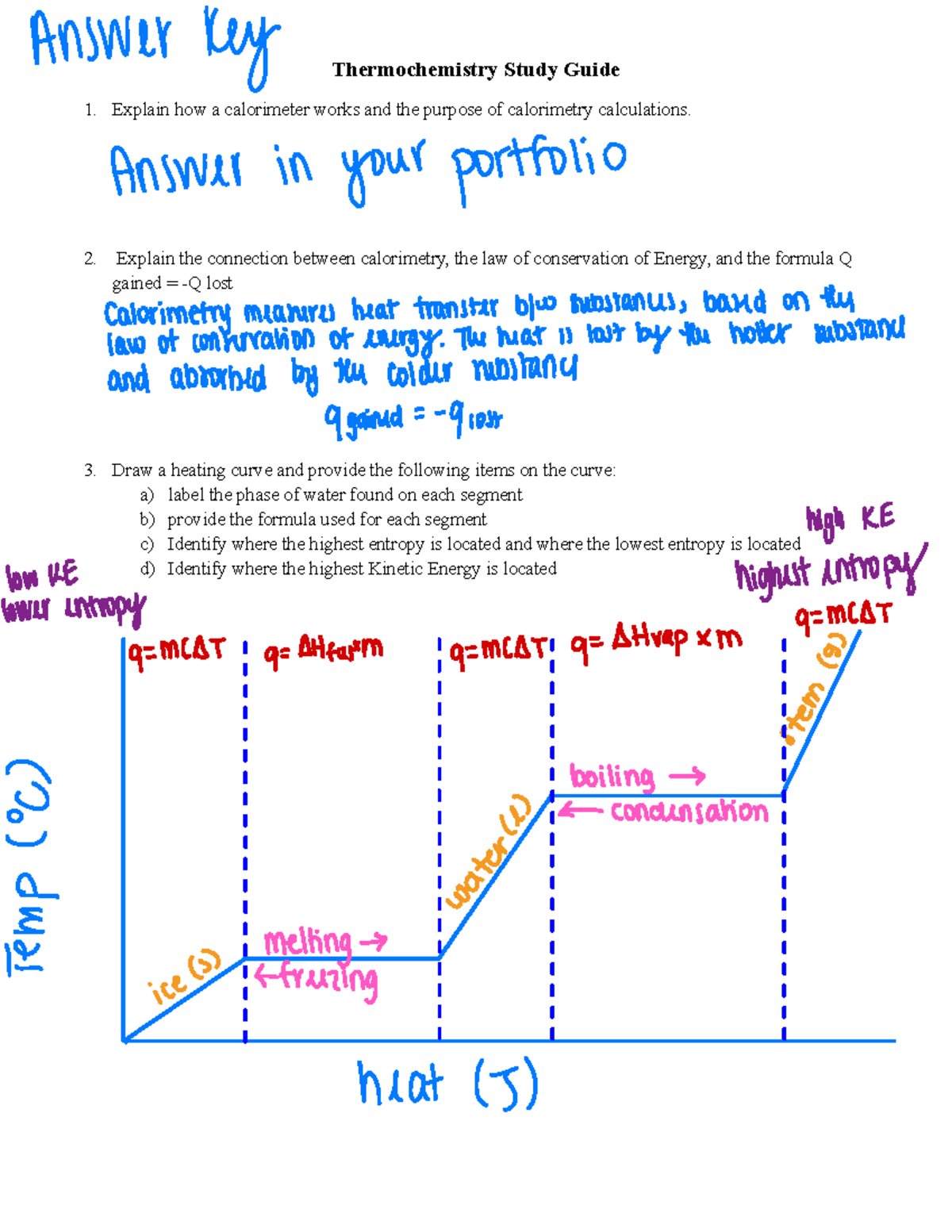 Thermochemistry Study Guide: Calorimetry, Enthalpy & Phase Changes ...