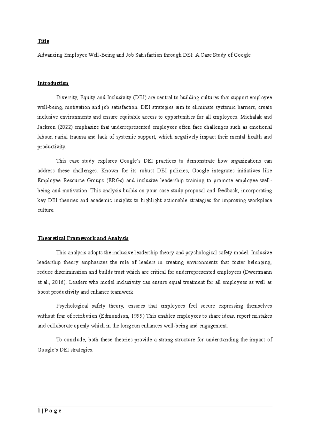 Case Study Analysis - DEI Strategies at Google for Assignment 3 - Studocu