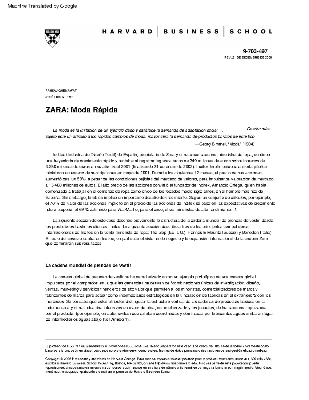 Caso de Estudio: ZARA y la Moda Rápida - CASO ZARA 703-497 - Studocu