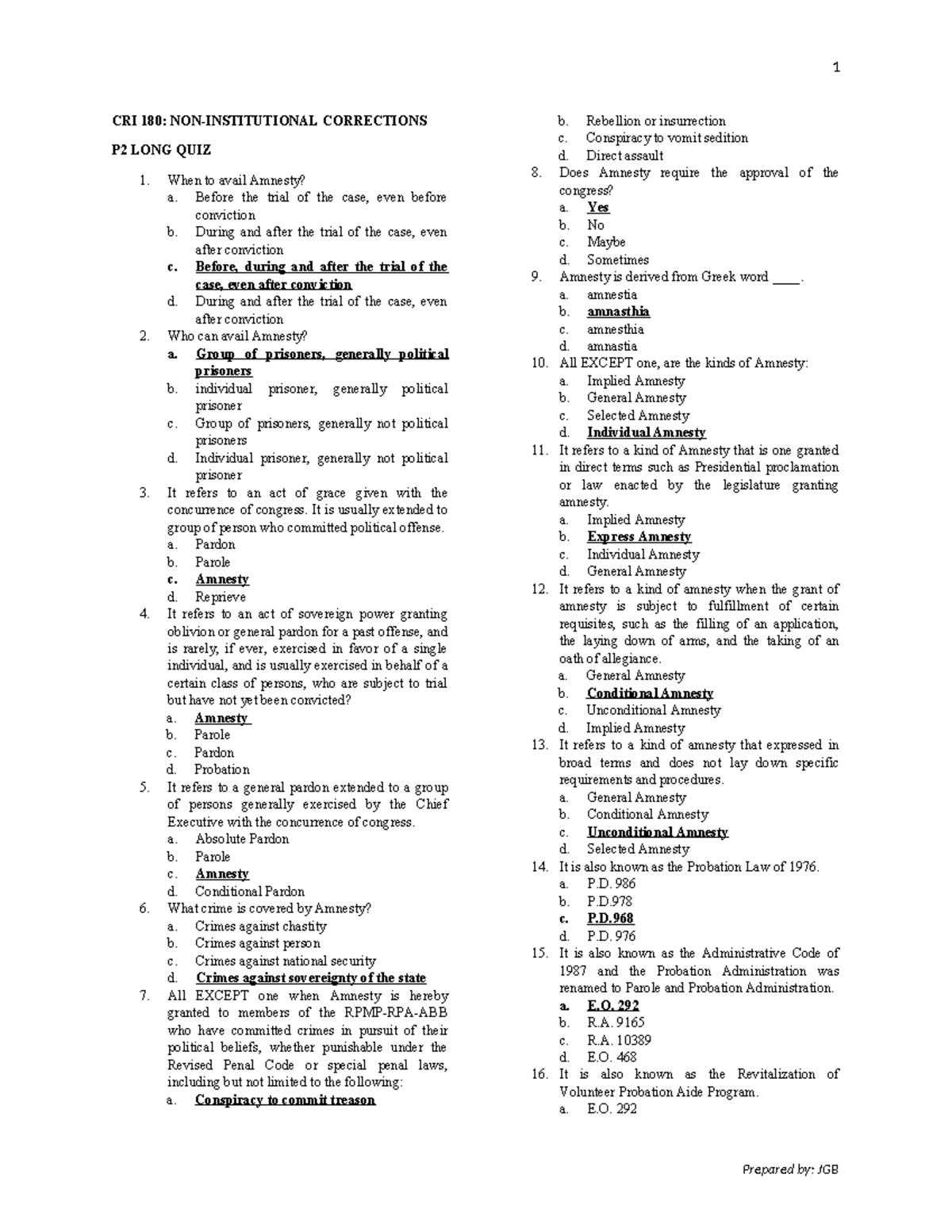 CRI 180 P2 LONG QUIZ: Key Answers and Concepts Explained - Studocu
