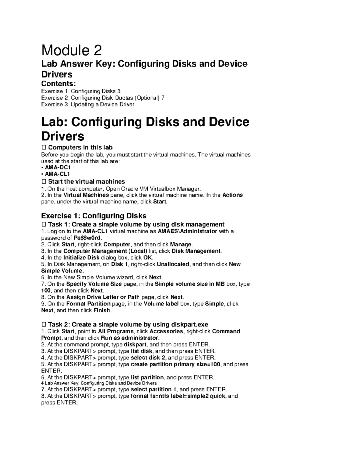 W6 Lesson 5 - Configuring Disks and Device Drivers - Activity - Module ...