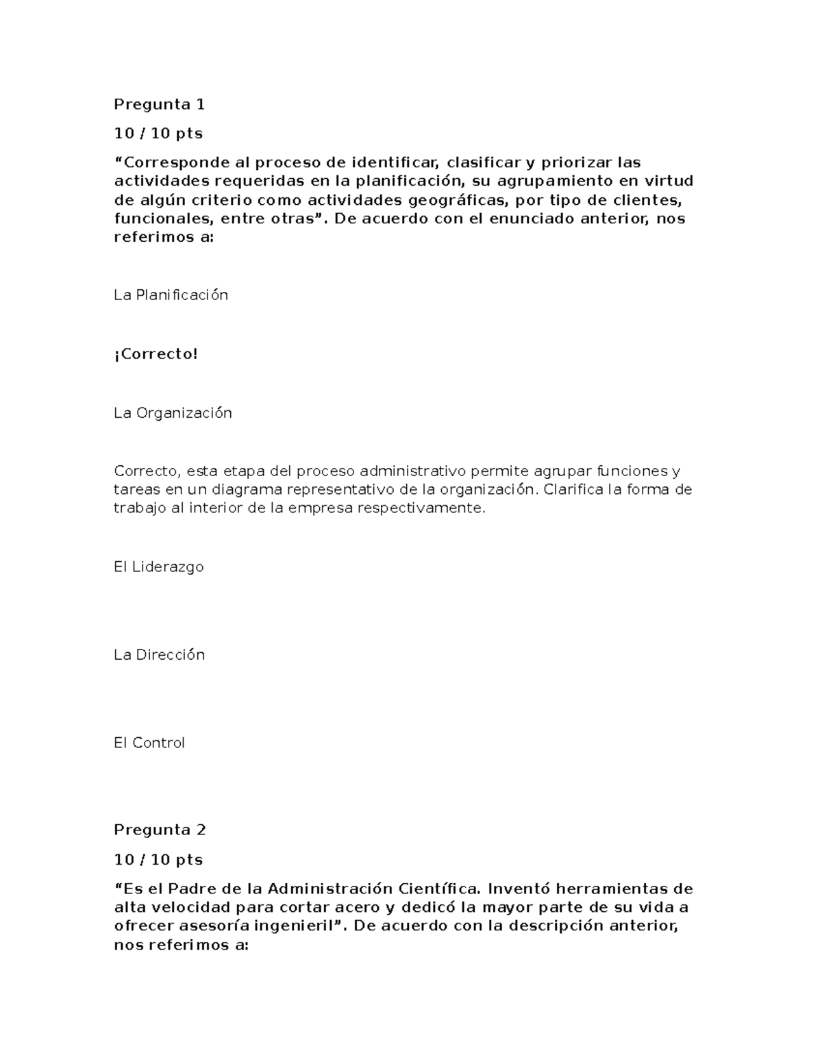 Prueba de Administración: Preguntas y Respuestas Clave - Studocu