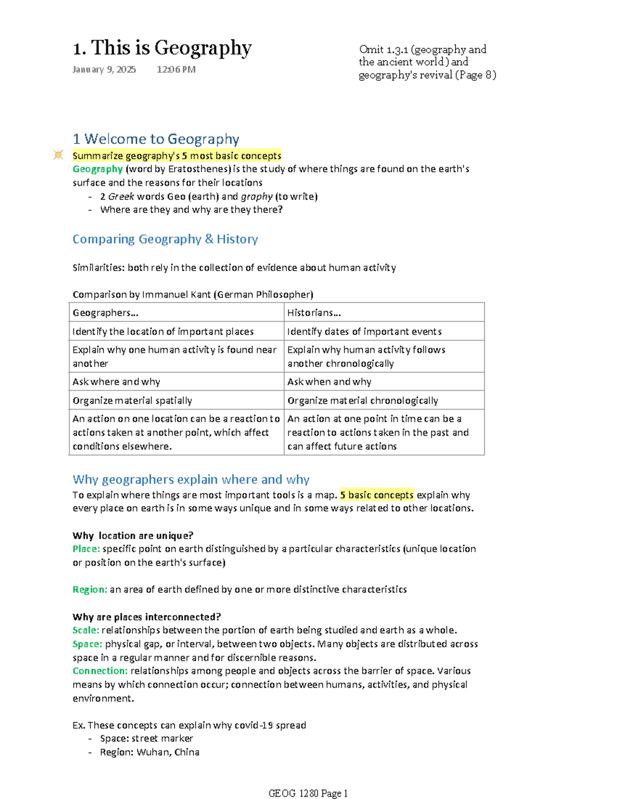 1. What is Geography - Textbook notes + lecture content + Extra ...