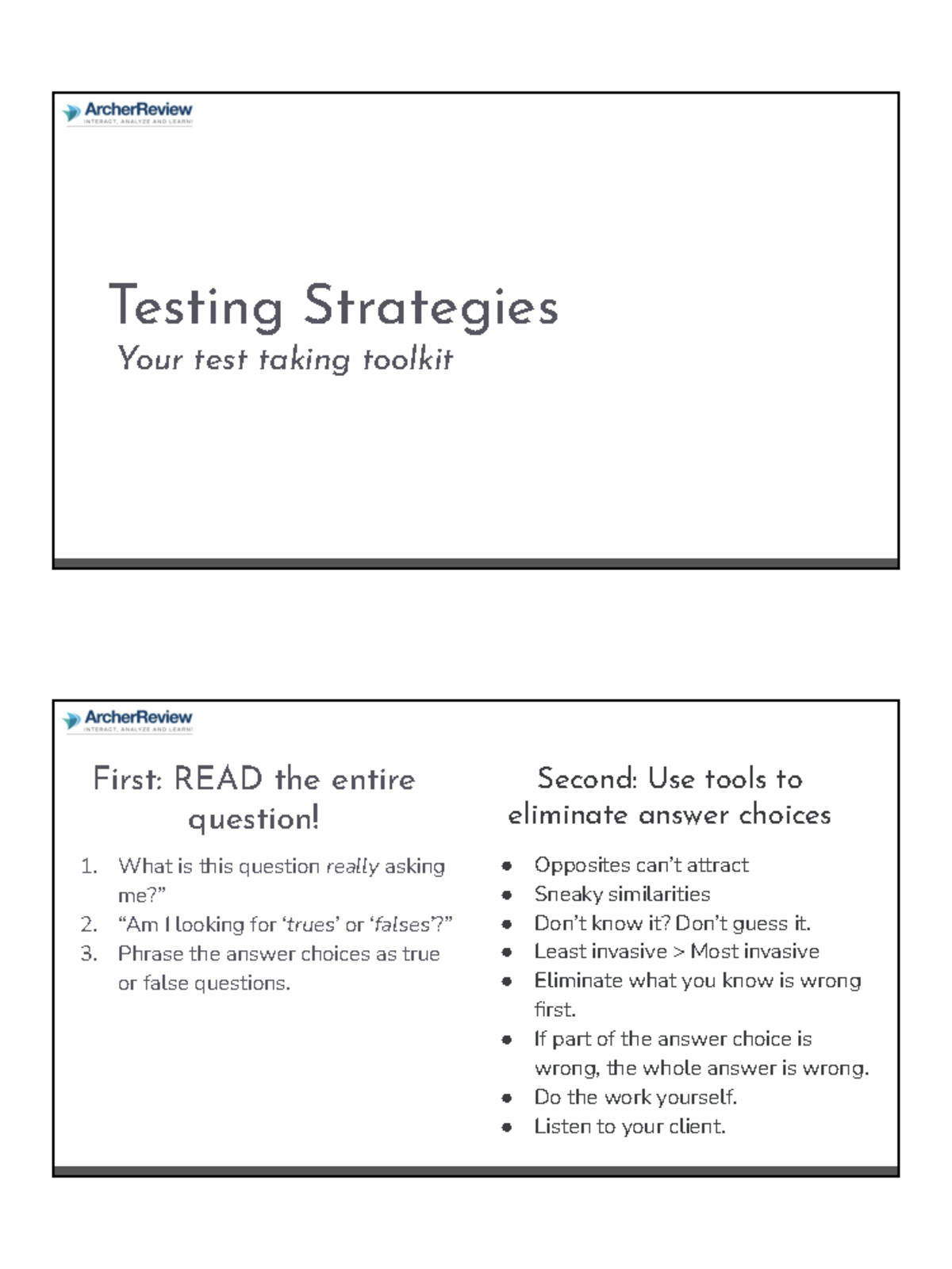 20. Testing Strategies - Testing Strategies Your test taking toolkit ...