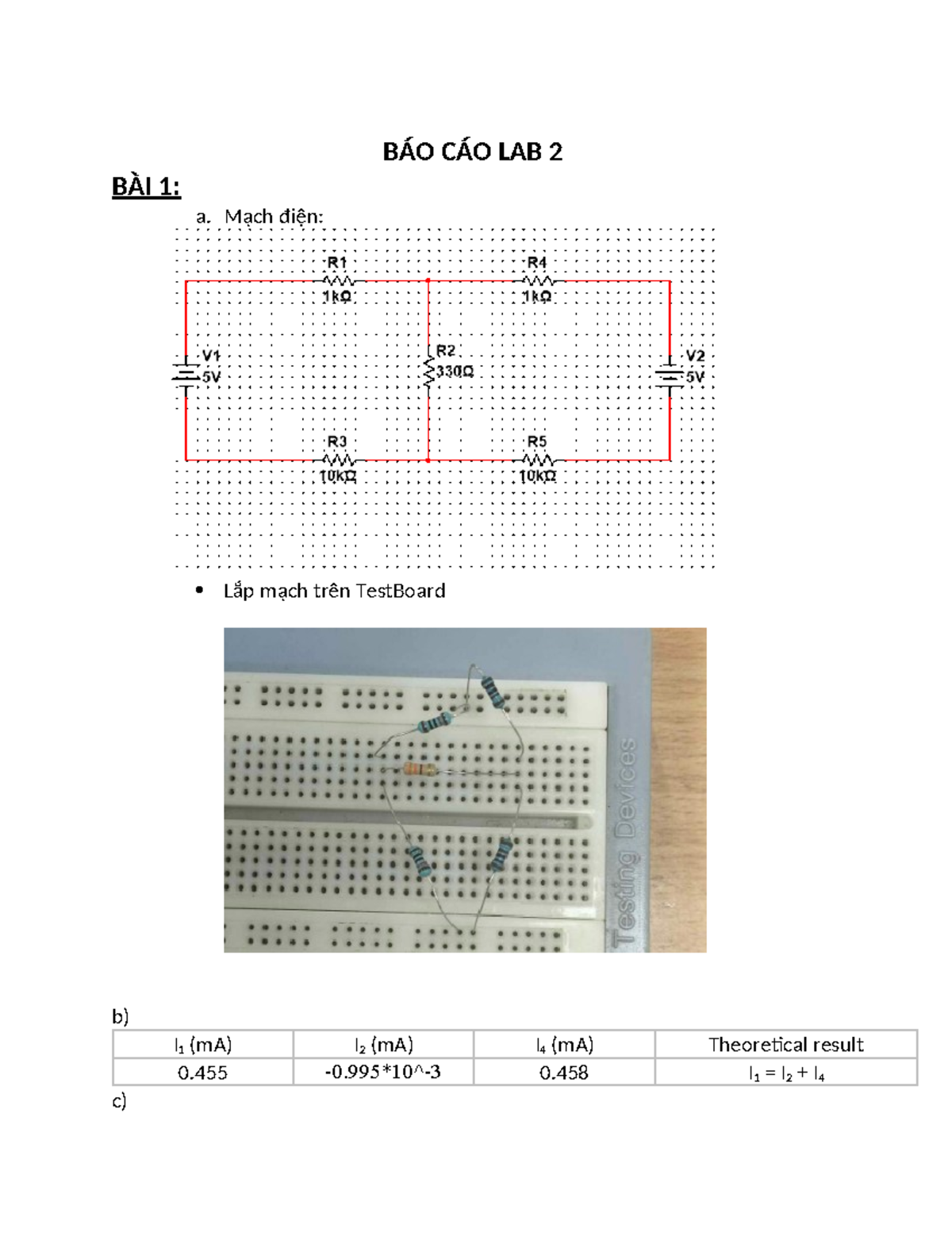 Lab15 - Lab02 - BÁO CÁO LAB 2 BÀI 1: a. Mạch điện: Lắp mạch trên ...
