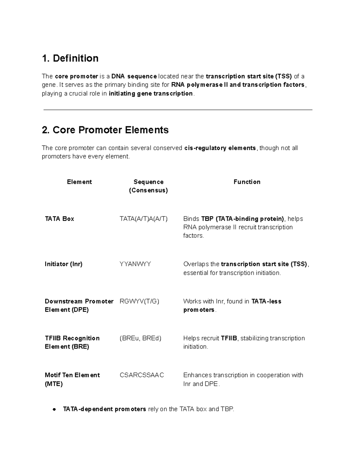 Lecture notes on core promoters in gene transcription (BIO) - Studocu