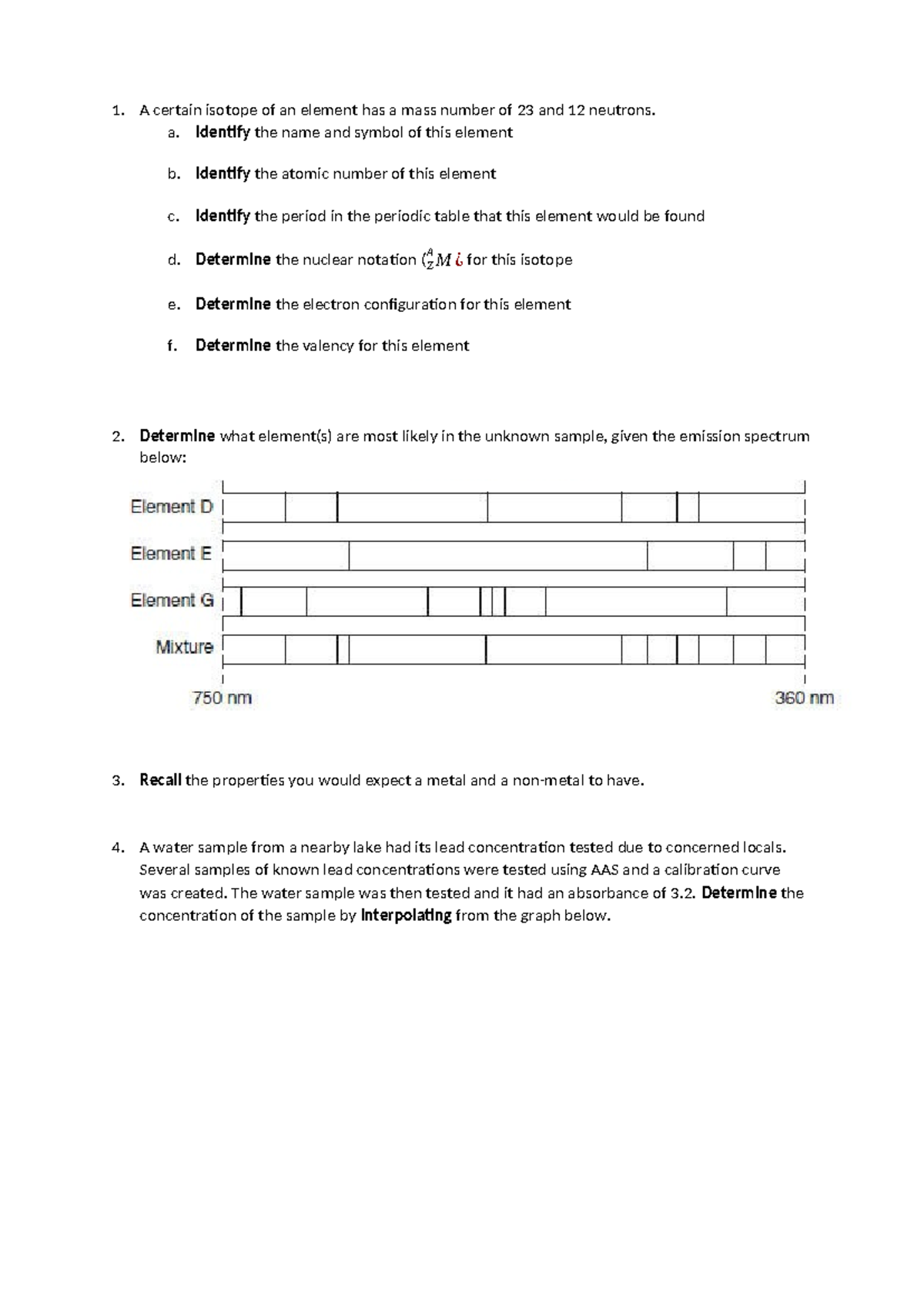 Unit 1 Practice Questions: Isotopes, Elements, and Chemical Properties ...