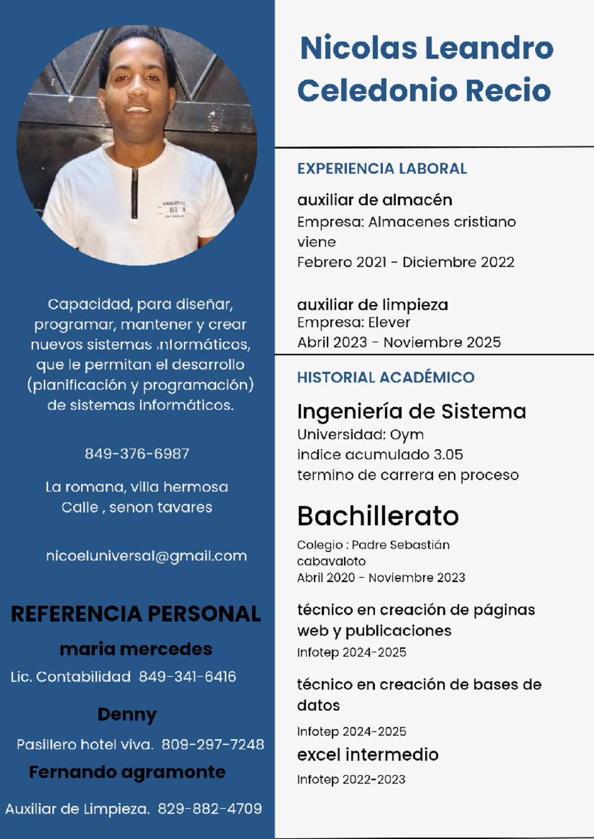 Currículo 2024 - Trabajo de Nicolas Leandro Celedonio Recio - Studocu