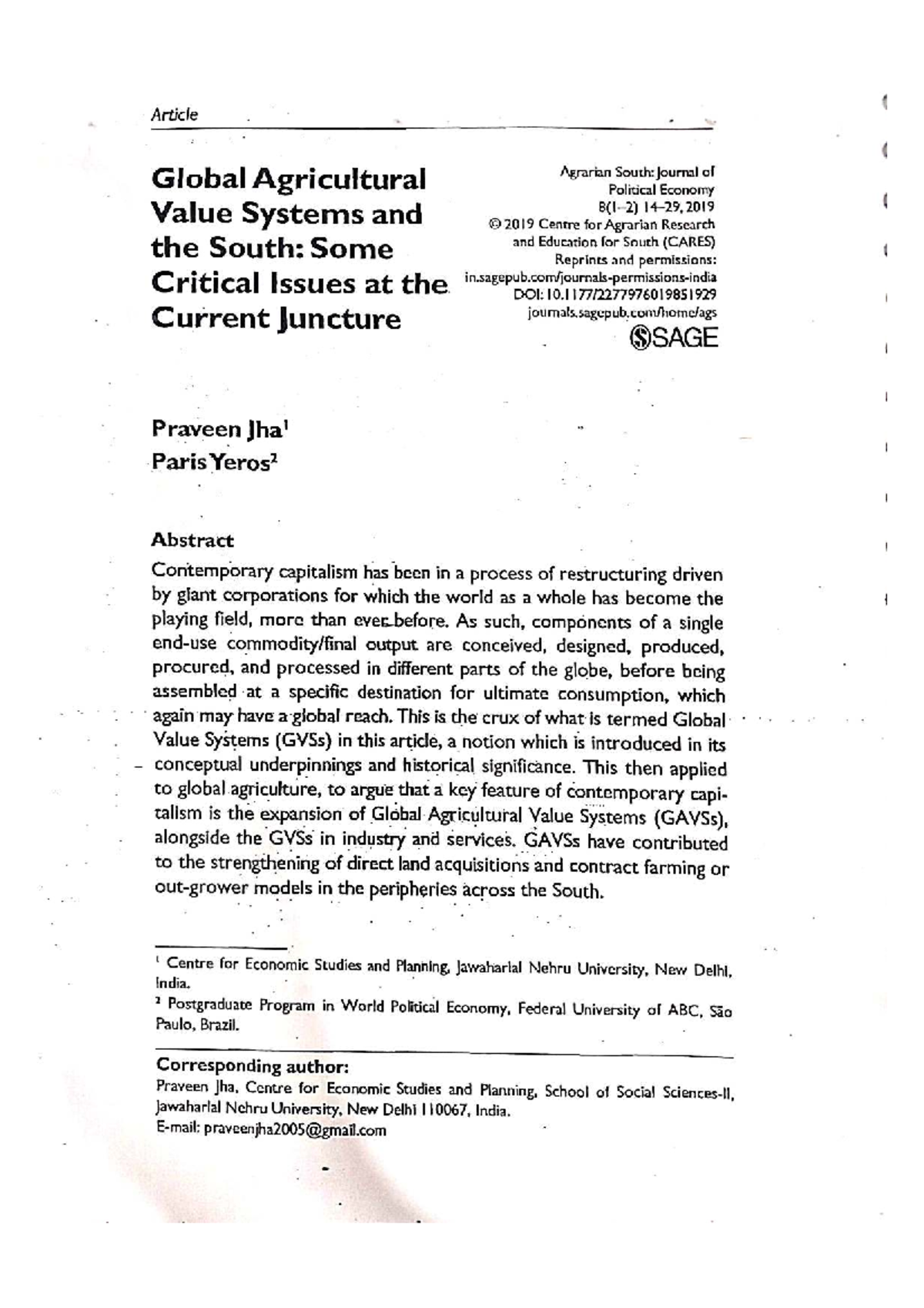 GPE Unit 3 II - Global Agricultural Value Systems and Neoliberalism ...