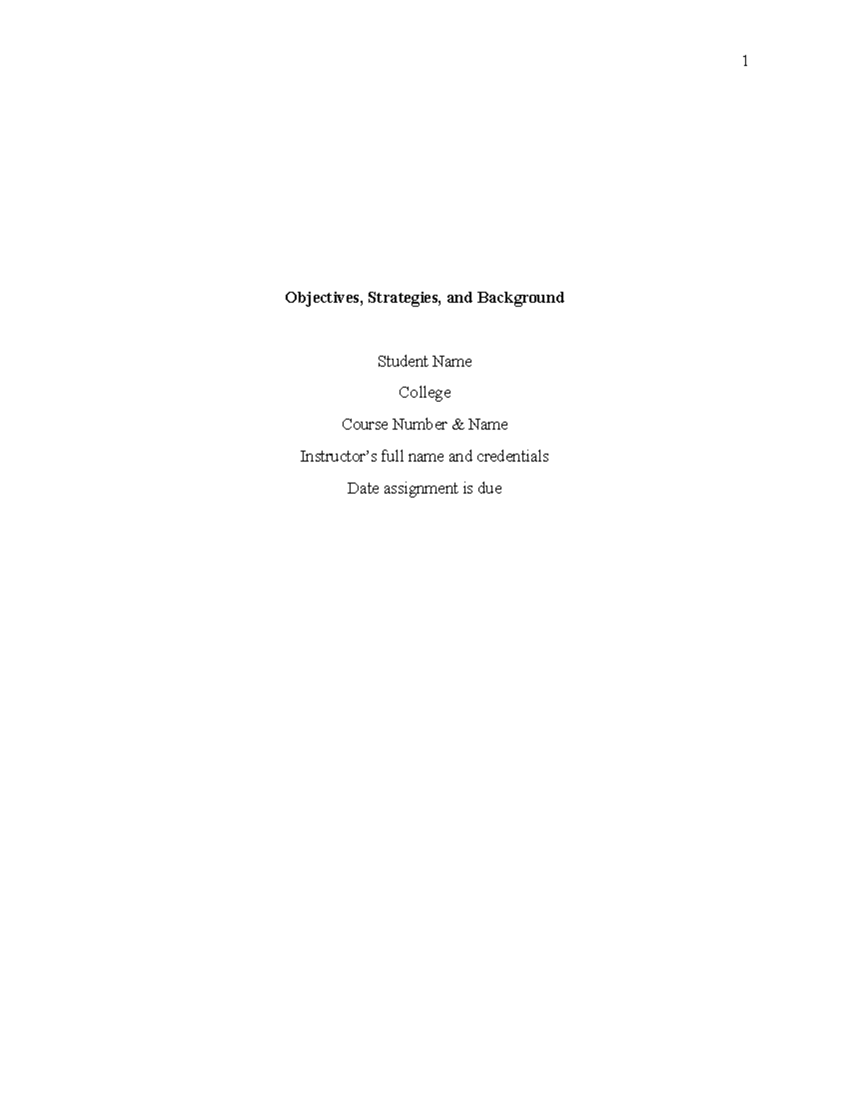 Course X: Objectives, Strategies, and Background Template (7th ed ...