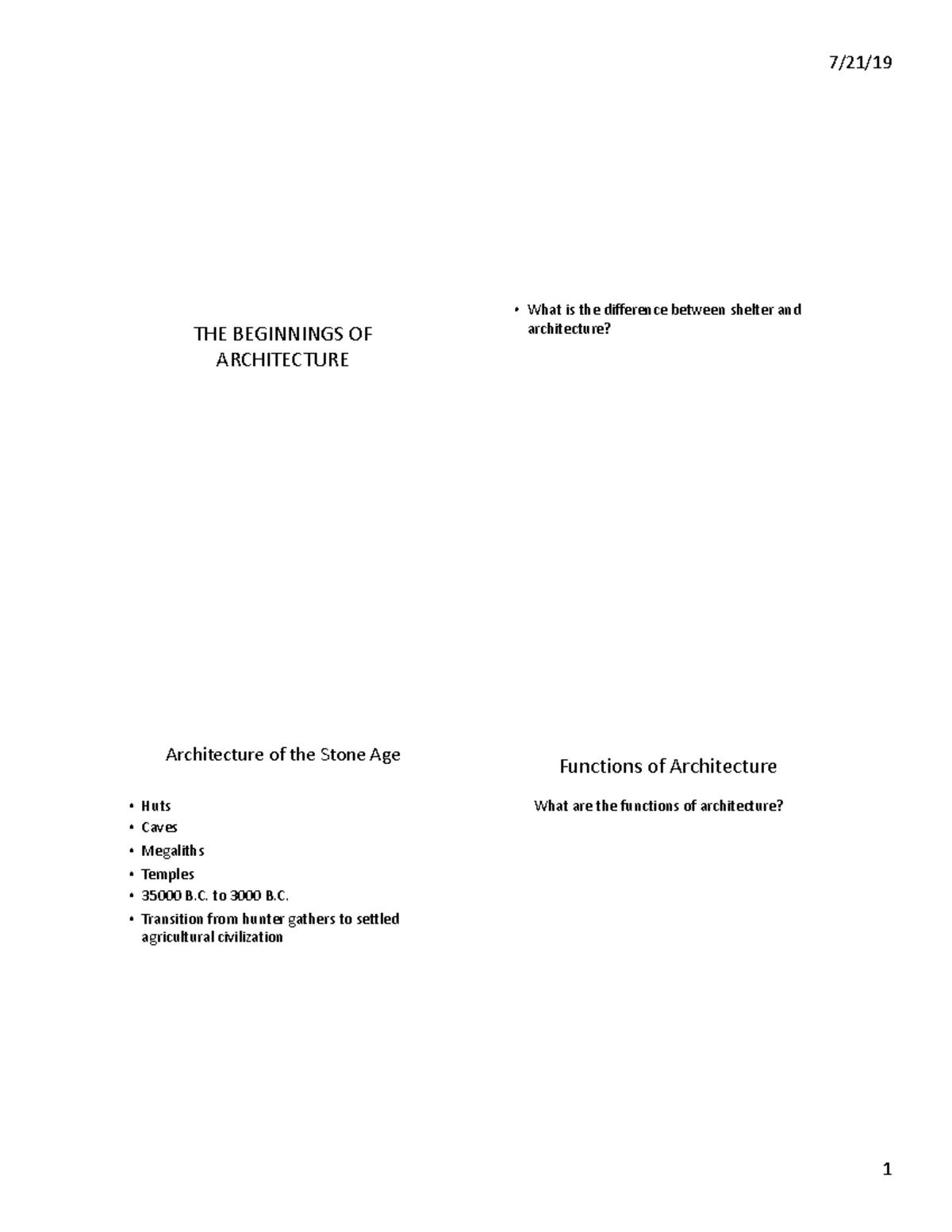 Neolithic Architecture and Cities: From Shelter to Structure (ARCH 101 ...