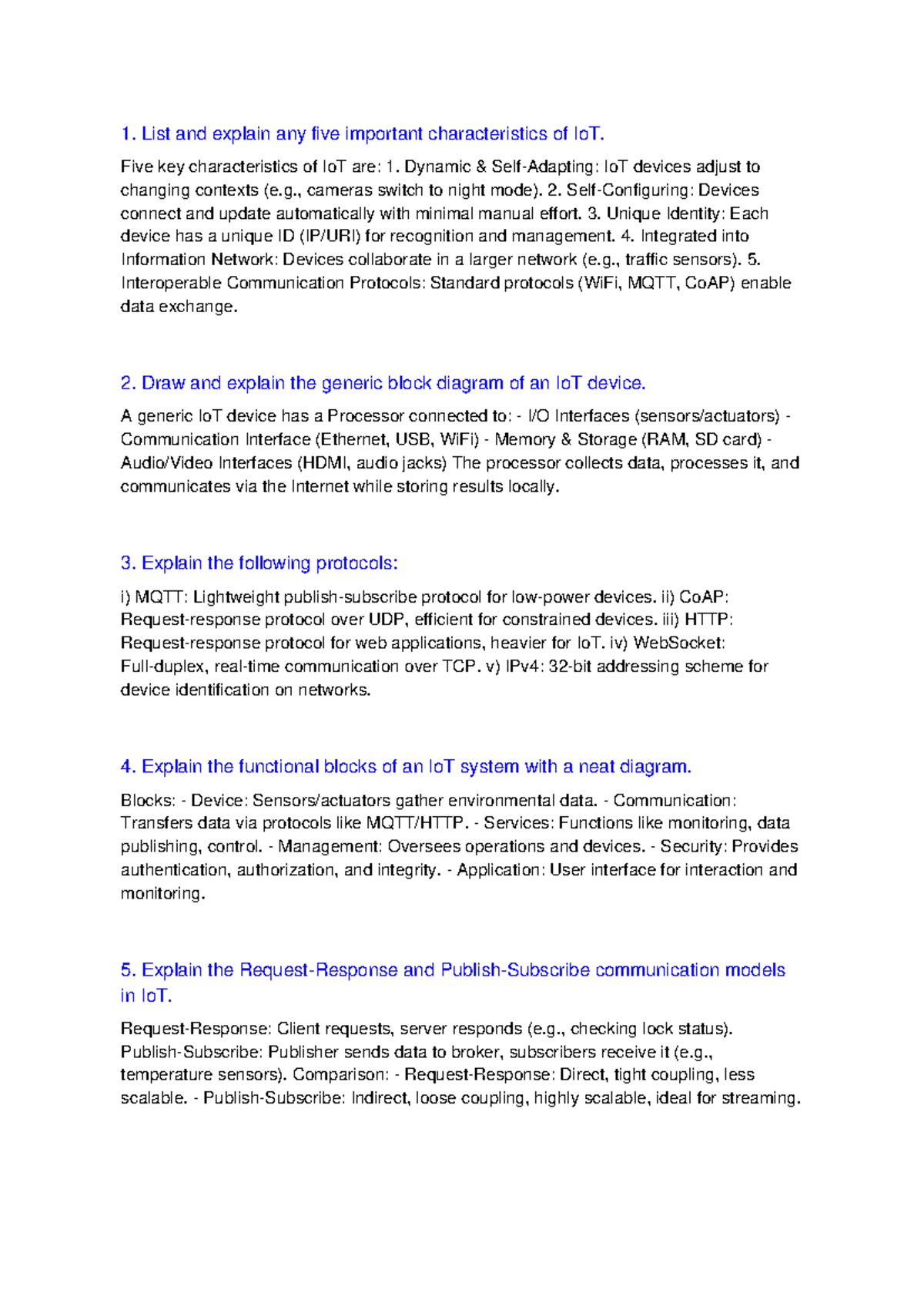 IoT 101: Key Characteristics, Protocols, and System Functions - Studocu